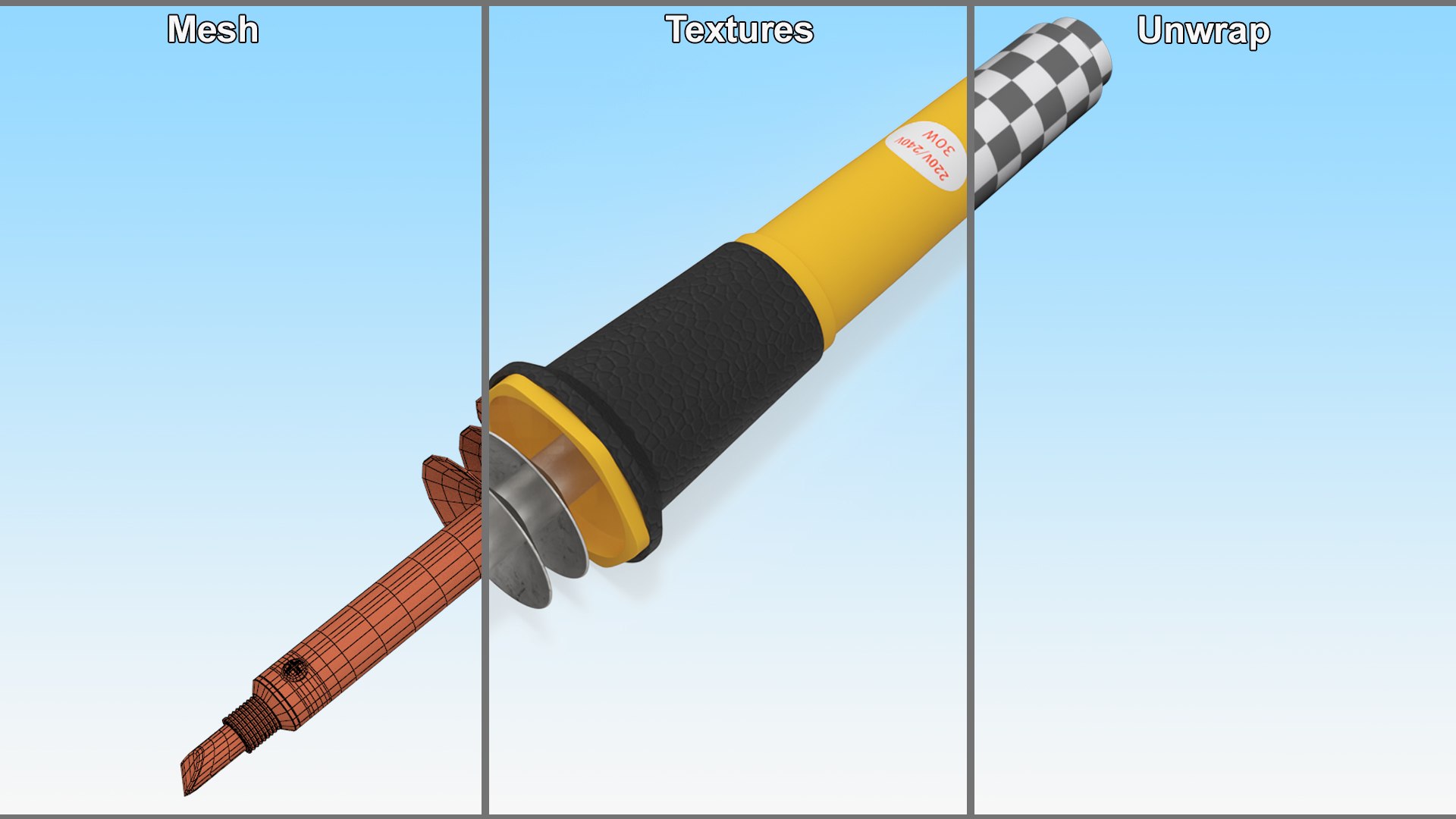 Wood And Leather Pyrography Pen Yellow 3D - TurboSquid 2156950