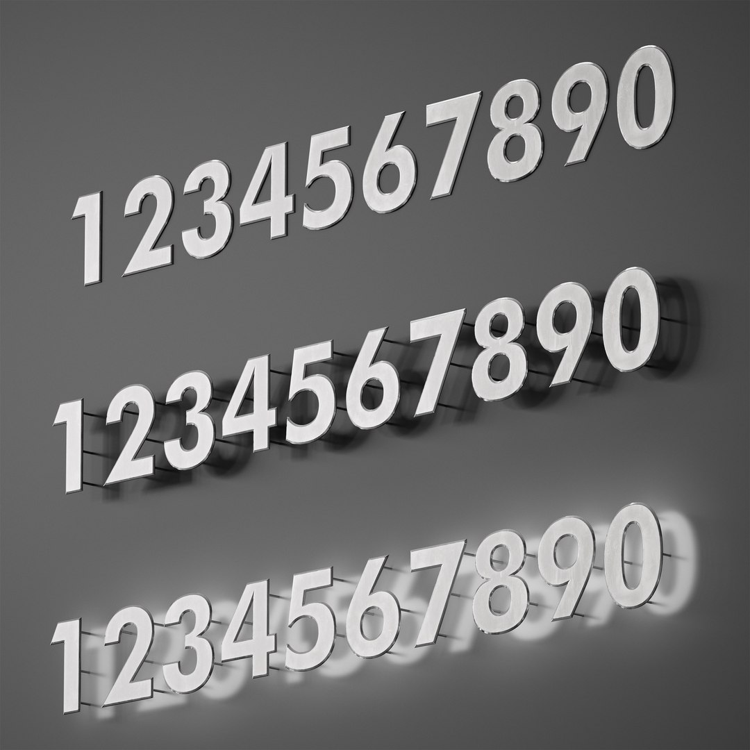 3D Metal Numbers Metal Number With Backlight Model - TurboSquid 2339802
