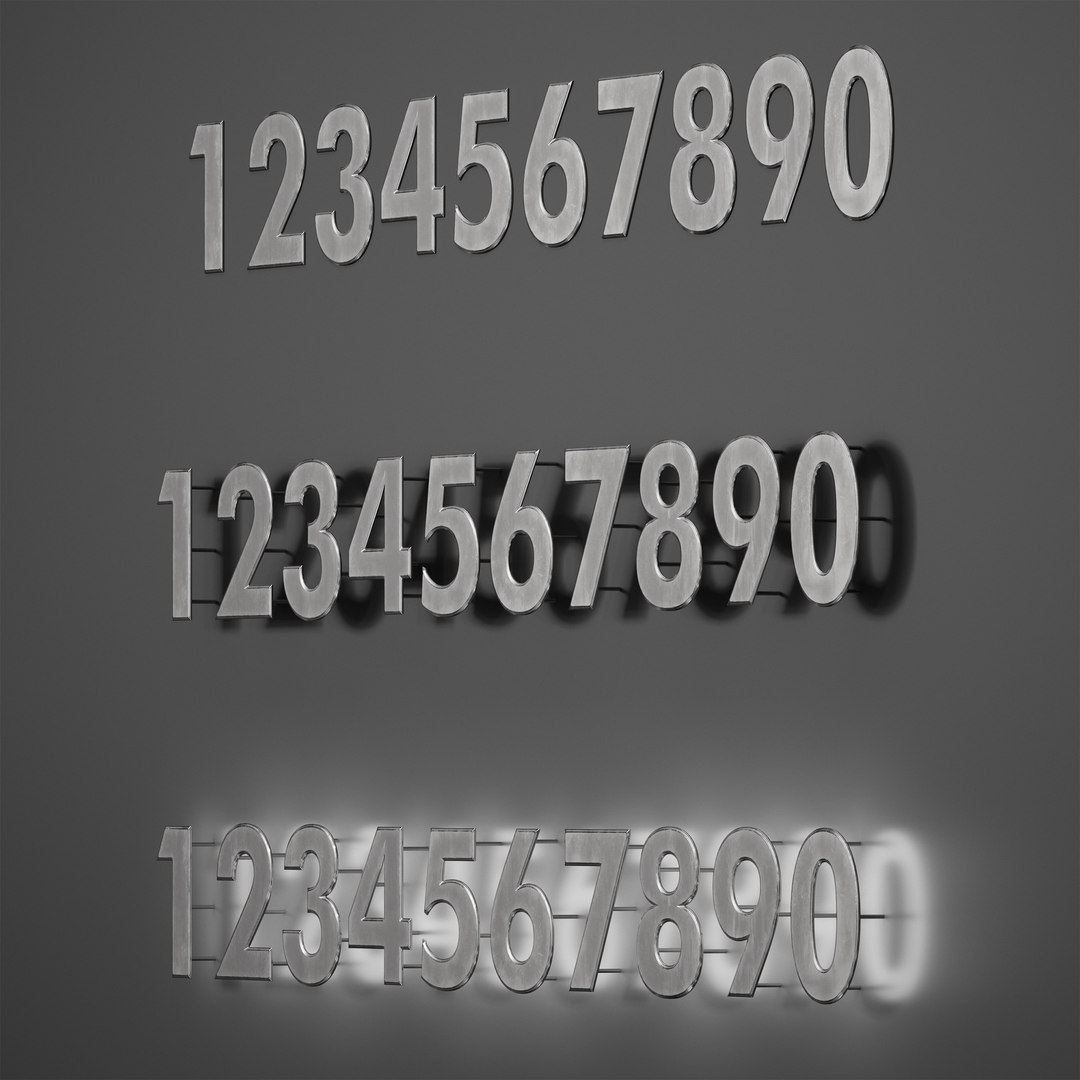 3D Metal Numbers Metal Number With Backlight Model - TurboSquid 2339802