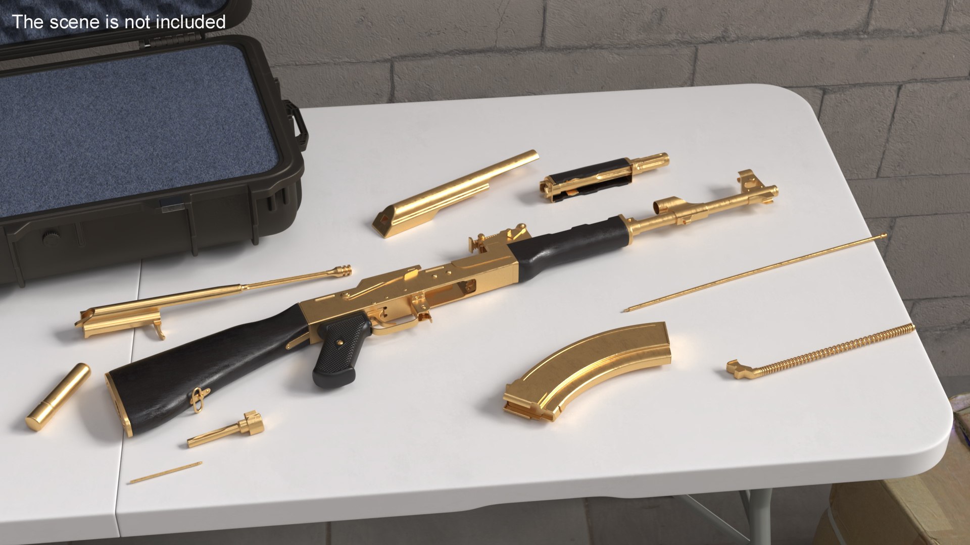3D Disassembled Gold AK 47 In Hard Case Model - TurboSquid 2388706