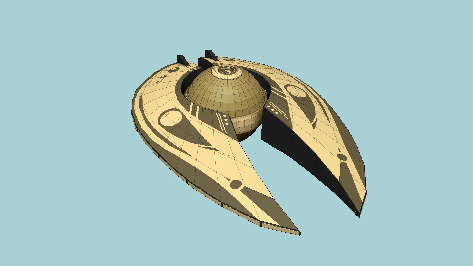 Alien Spaceship UFO I07 Gold - Sci Fi Spacecraft Design 3D Model ...