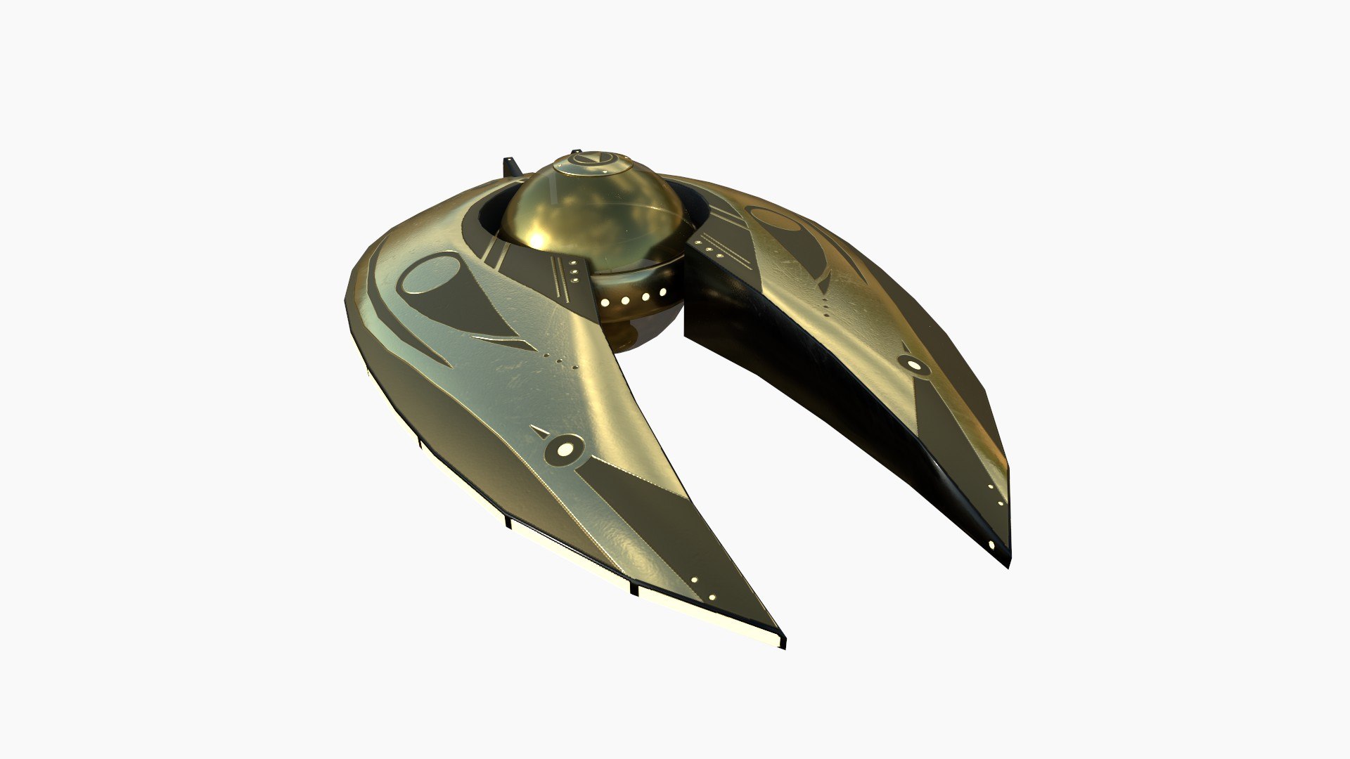 Alien Spaceship UFO I07 Gold - Sci Fi Spacecraft Design 3D Model ...