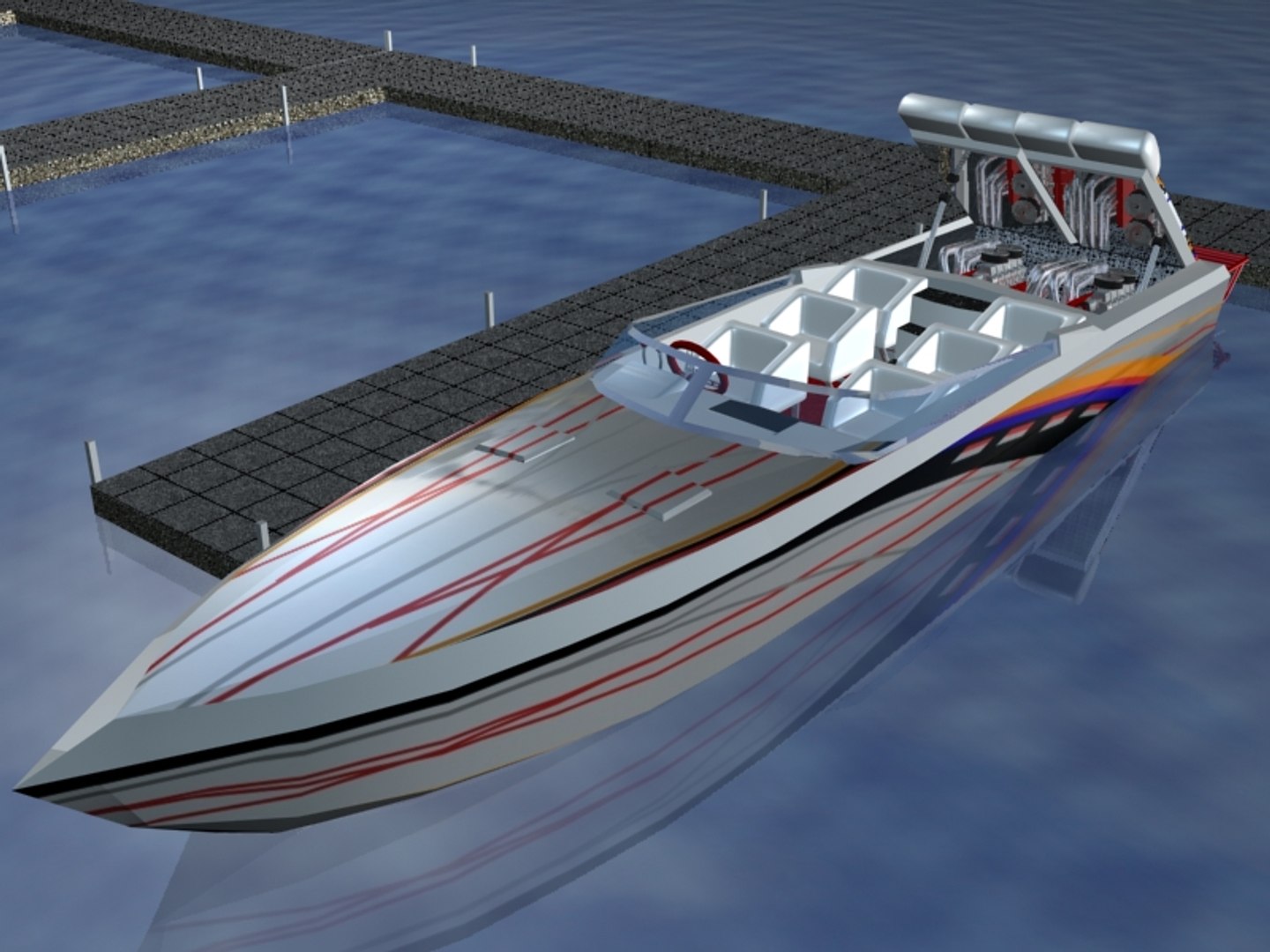 38 Speed Boat 3d Model