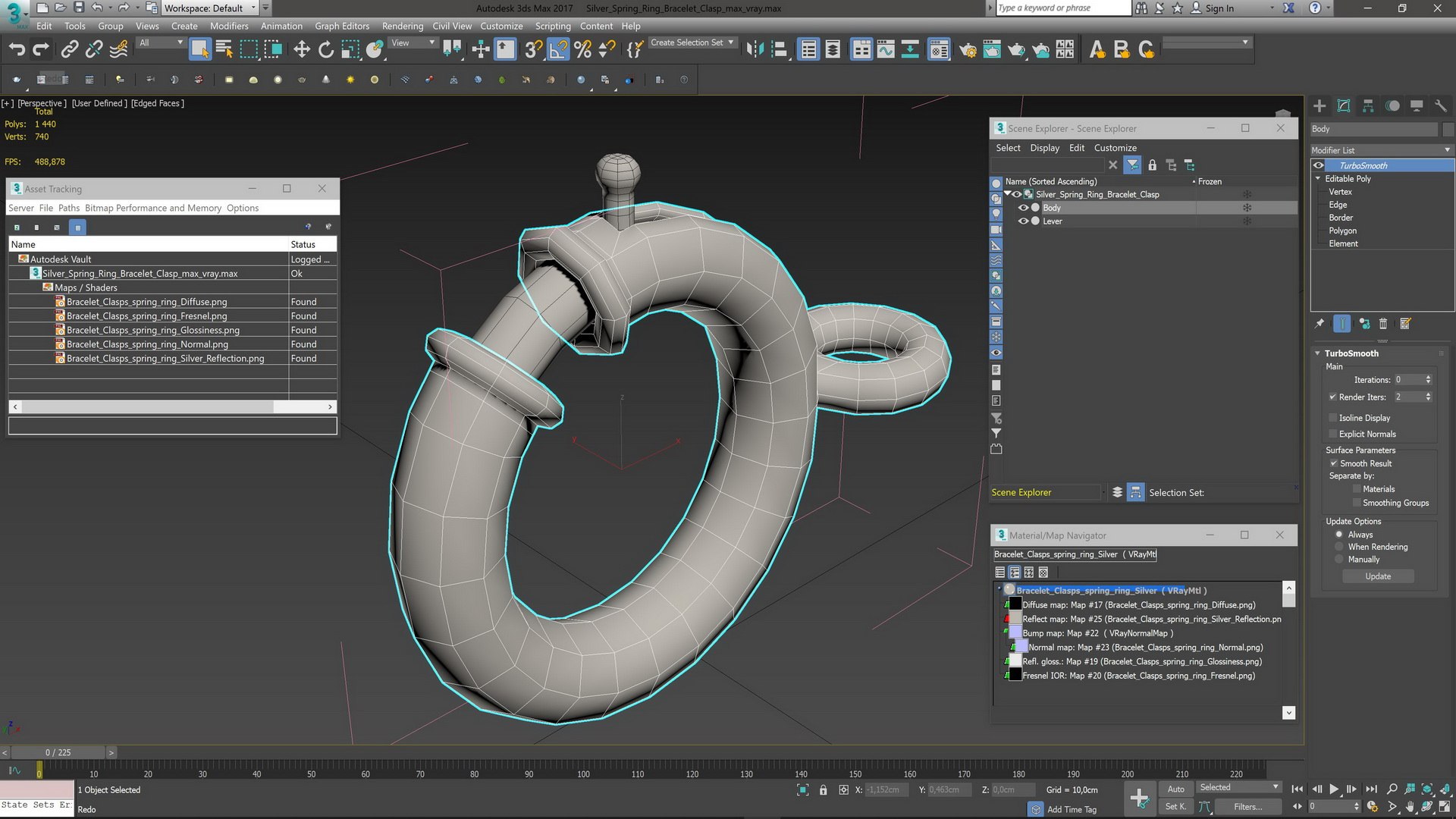 Silver Spring Ring Bracelet Clasp 3D Model - TurboSquid 2122017