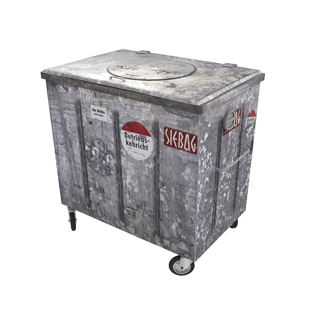 3d Model Of Metal Garbage Container