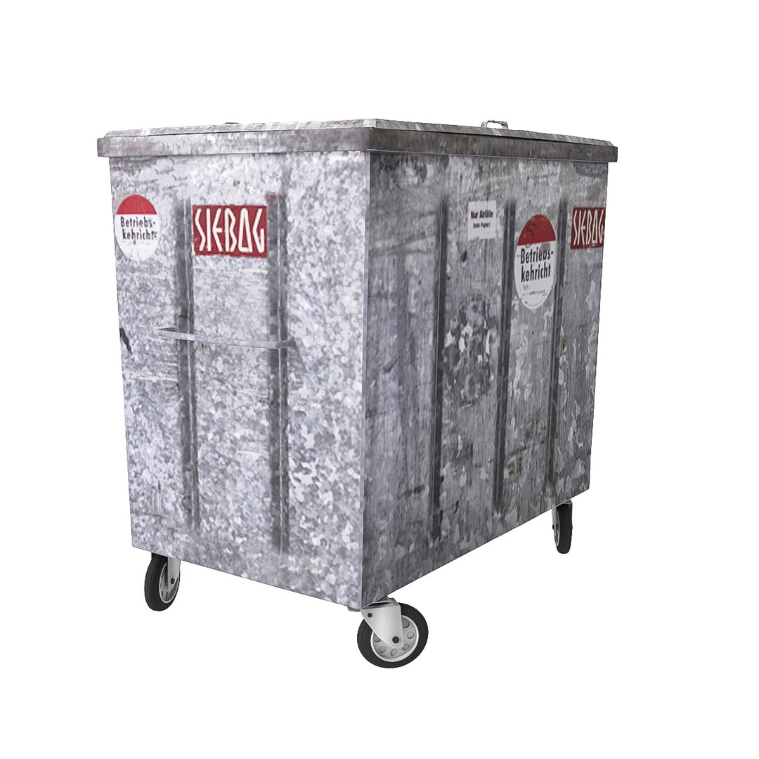 3d Model Of Metal Garbage Container