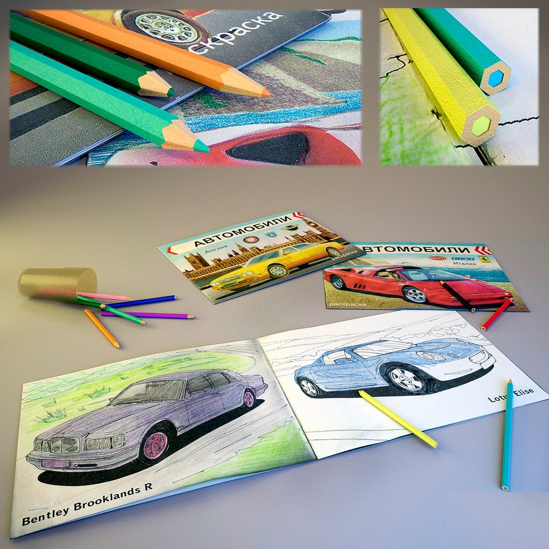 3D Coloring Book Pencils Children S - TurboSquid 1395080
