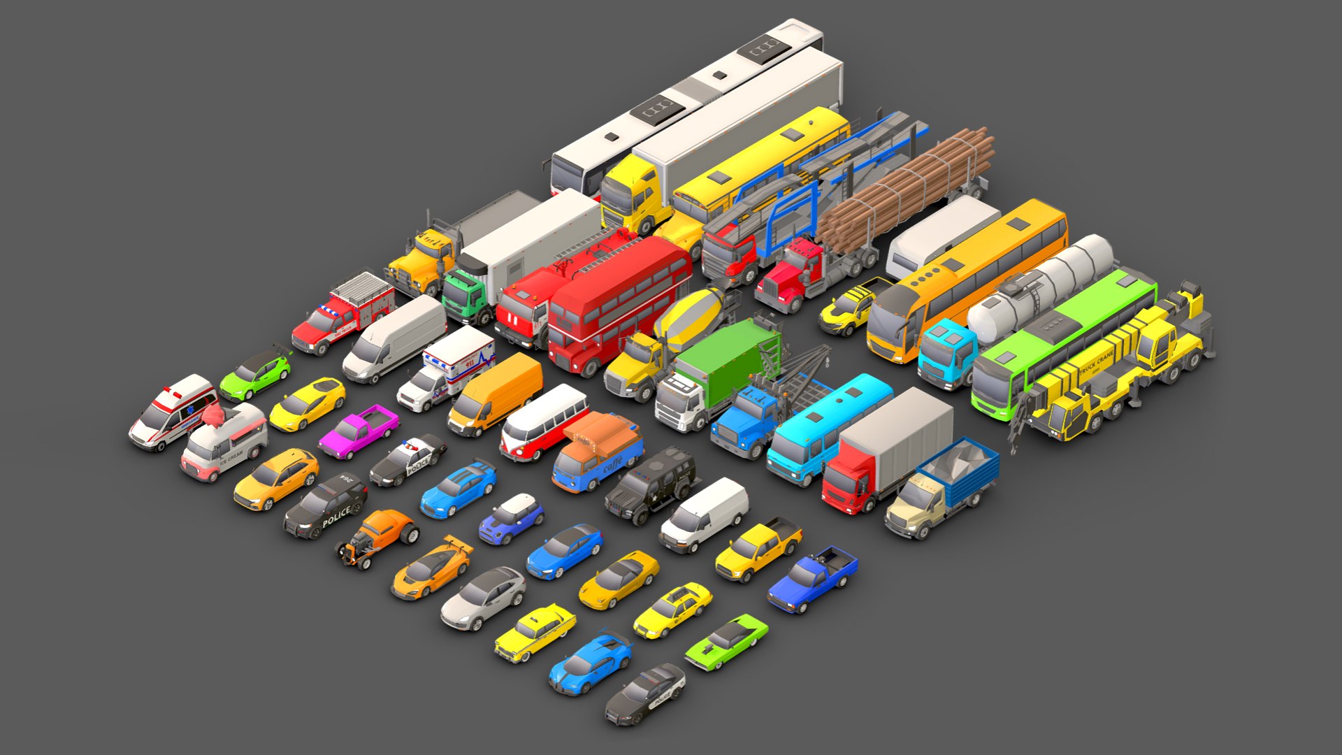 3D Vehicle Pack Low- Poly - TurboSquid 2169737