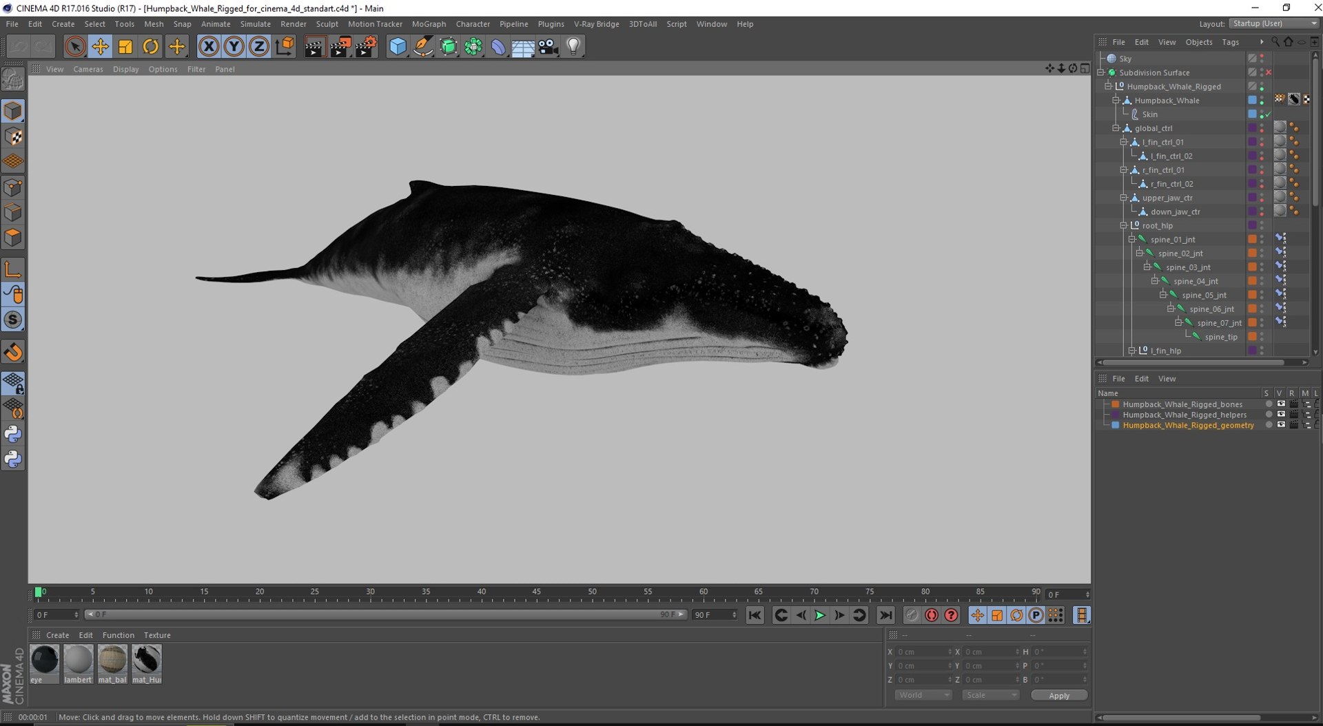 Humpback Whale Rigged for Cinema 4D model - TurboSquid 2150023