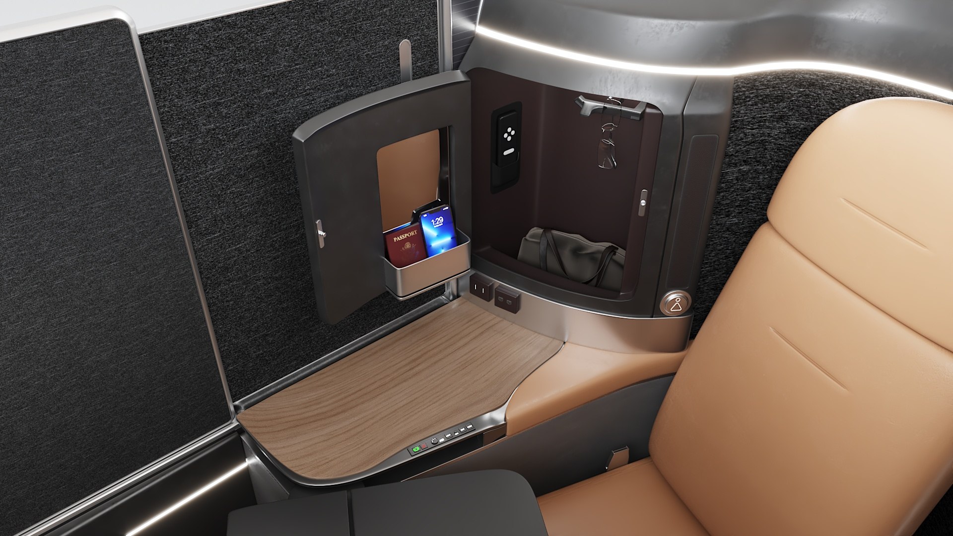 3D First-class Cabin With Passenger Seat Animated Model - TurboSquid ...