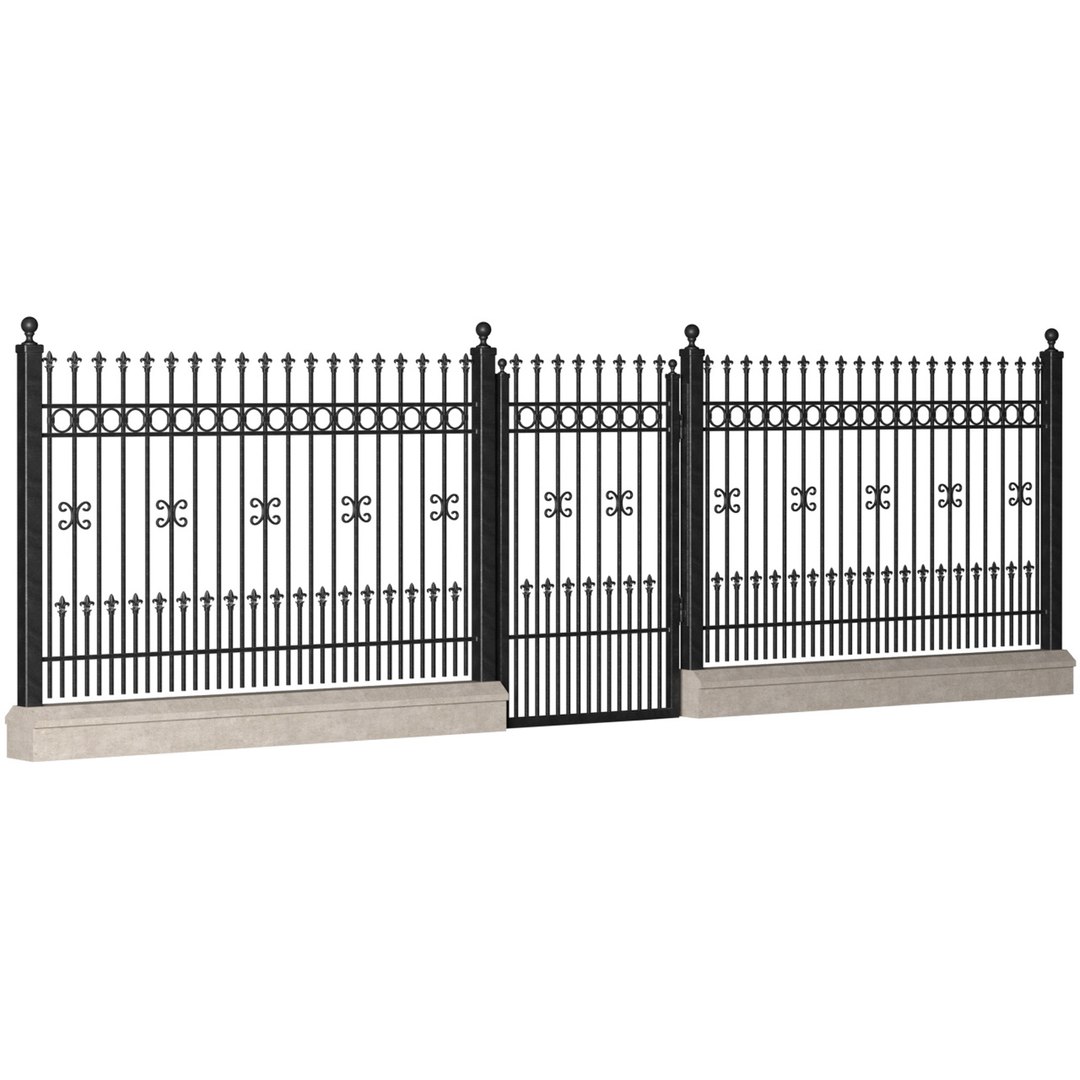 3D Fence In Classic Style With Wrought Iron Railing - TurboSquid 1998720