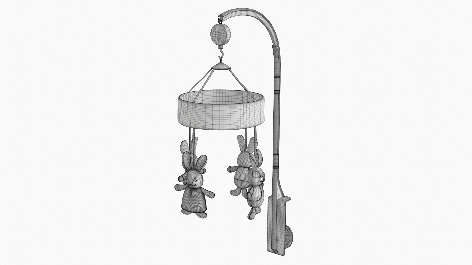 3D Baby Cot Side Musical Toy Carousel Model - TurboSquid 1825004