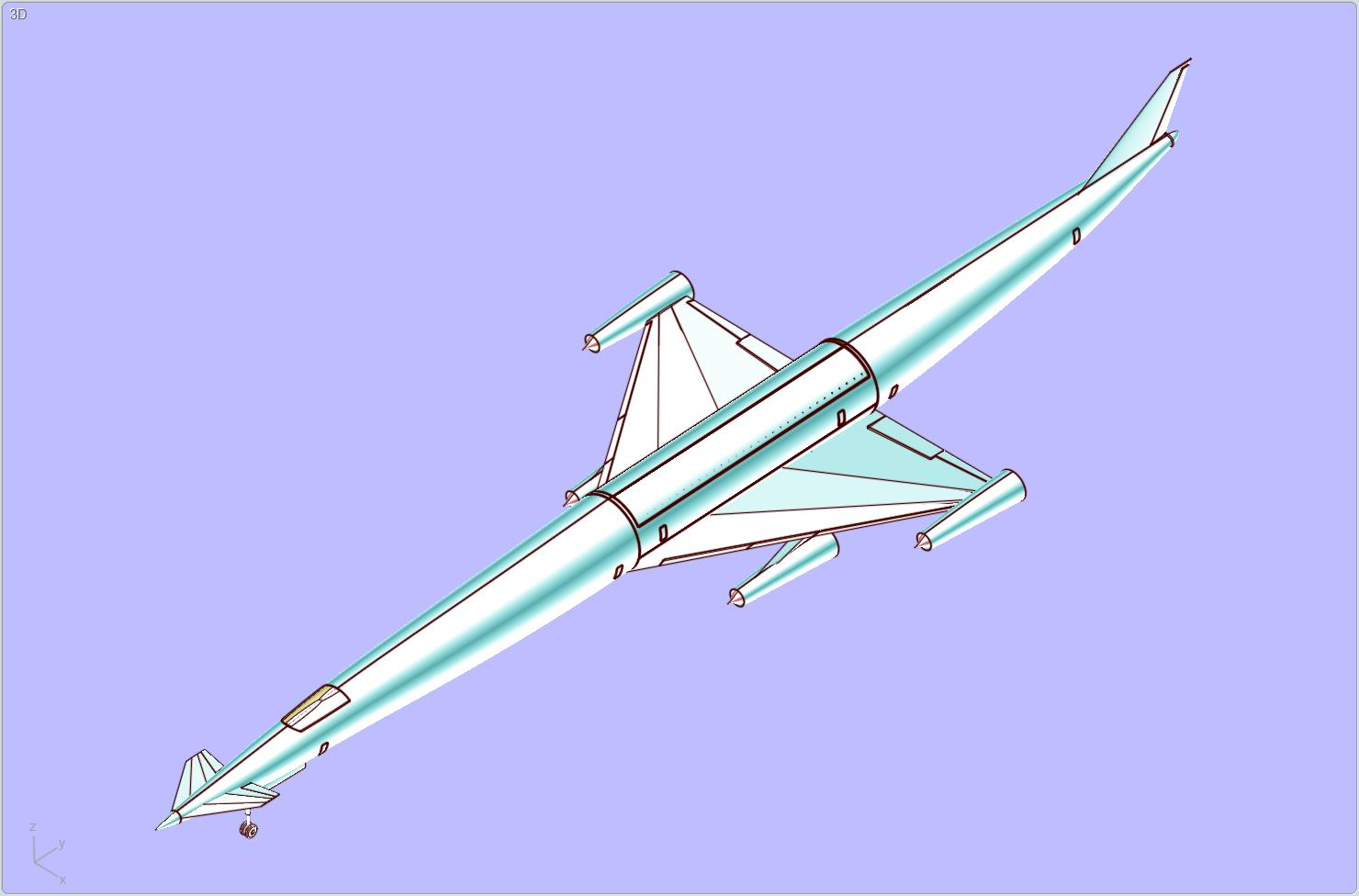 3d lapcat a2 hypersonic aircraft model