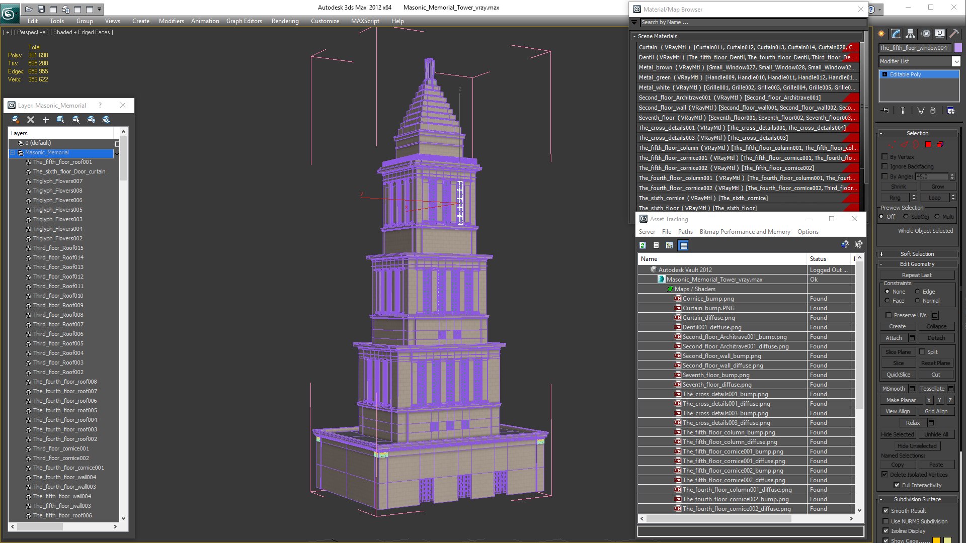 3D Masonic Memorial Tower - TurboSquid 1451829