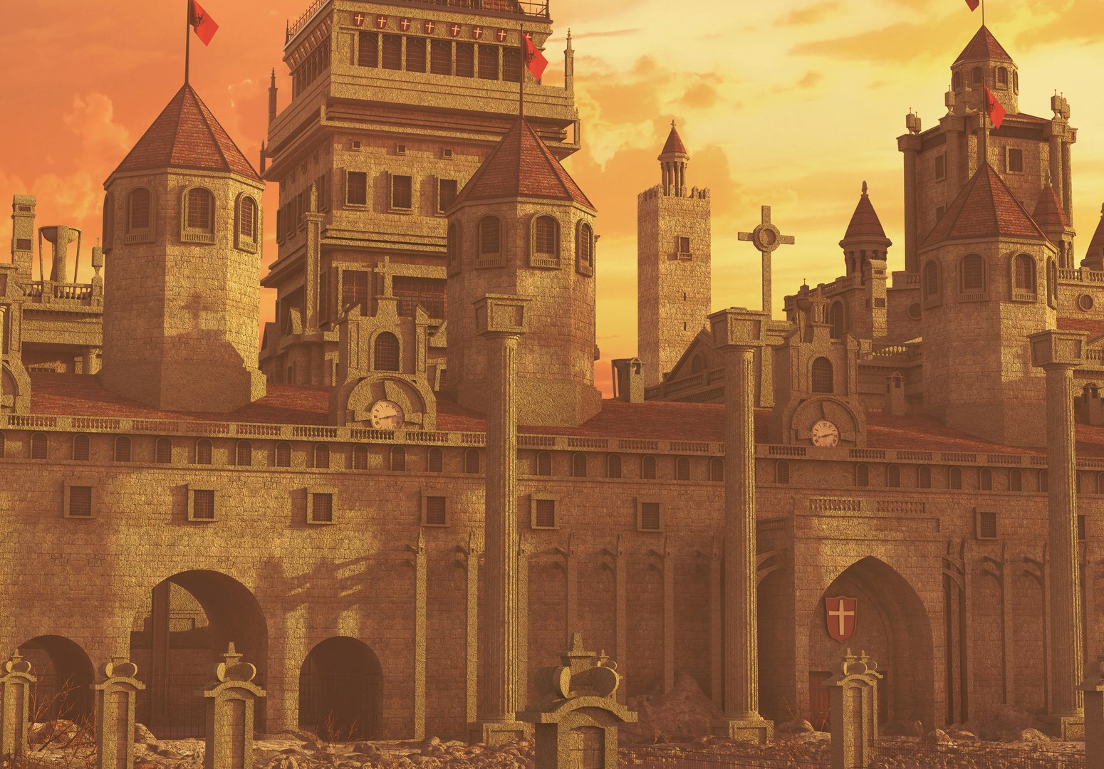 Fantasy Wall Castle Landscape. 3D - TurboSquid 1721019