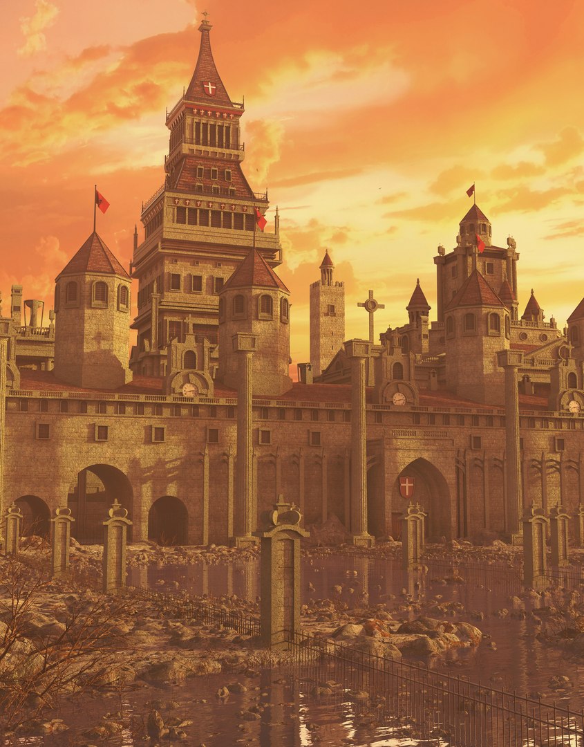 Fantasy Wall Castle Landscape. 3D - TurboSquid 1721019