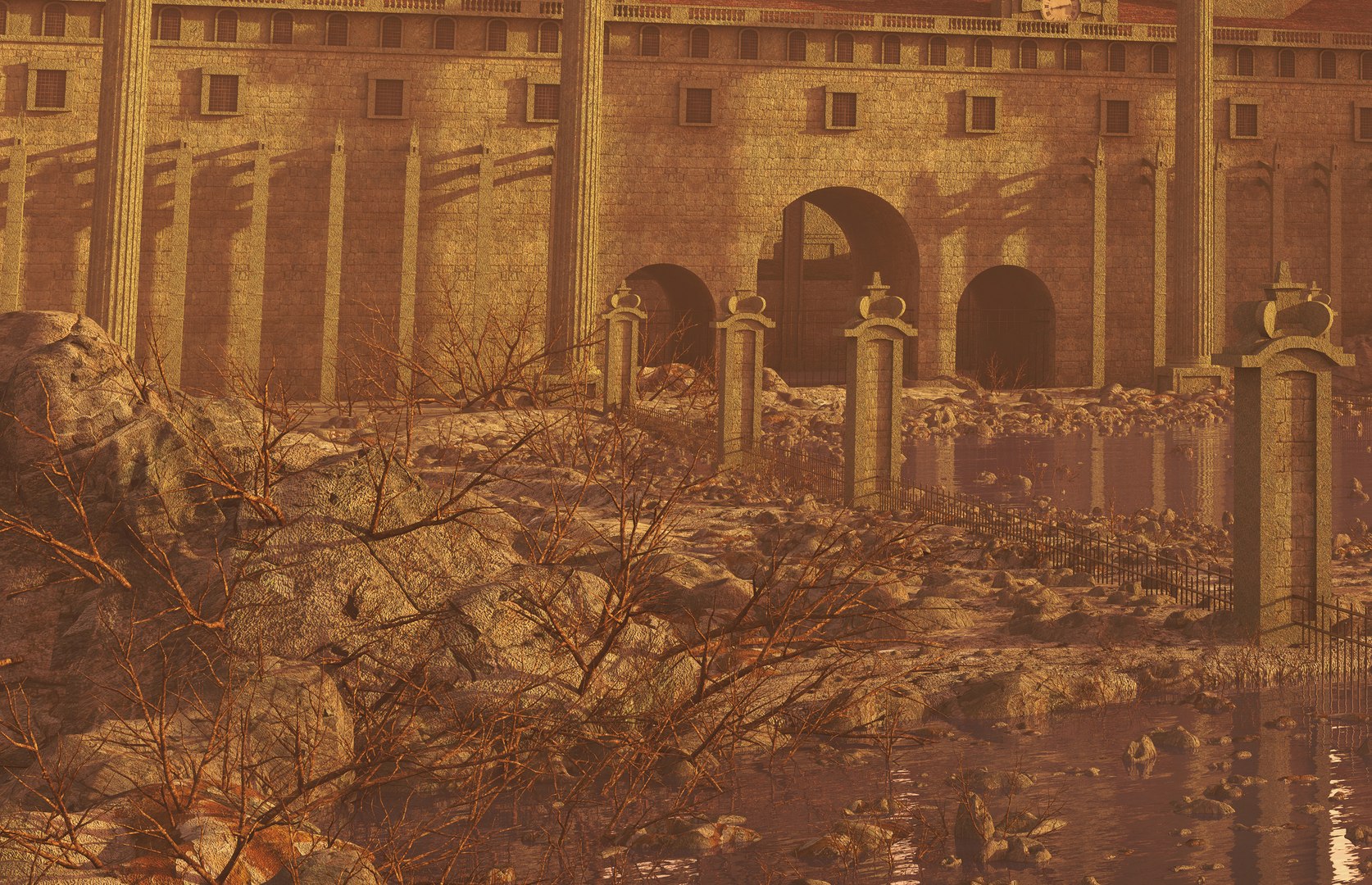 Fantasy Wall Castle Landscape. 3D - TurboSquid 1721019