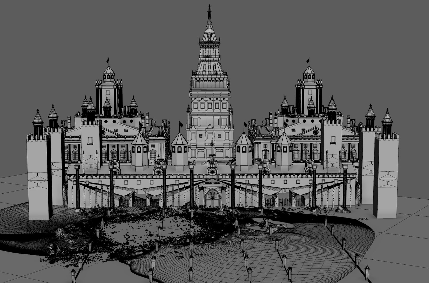 Fantasy Wall Castle Landscape. 3D - TurboSquid 1721019
