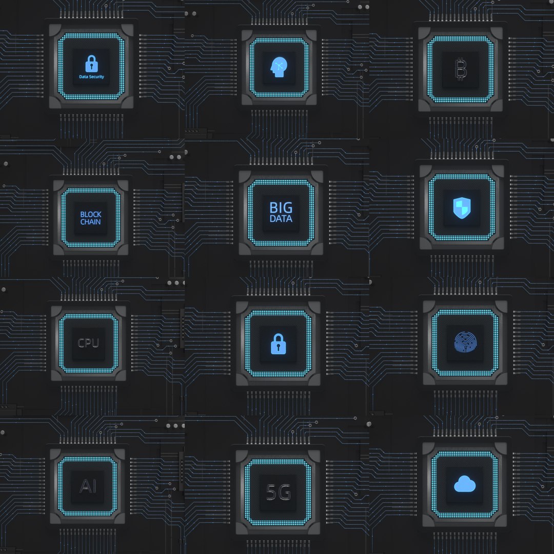 C4D Octane CPU Chip Core Capacitance Scifi Circuit Board 20 Model ...