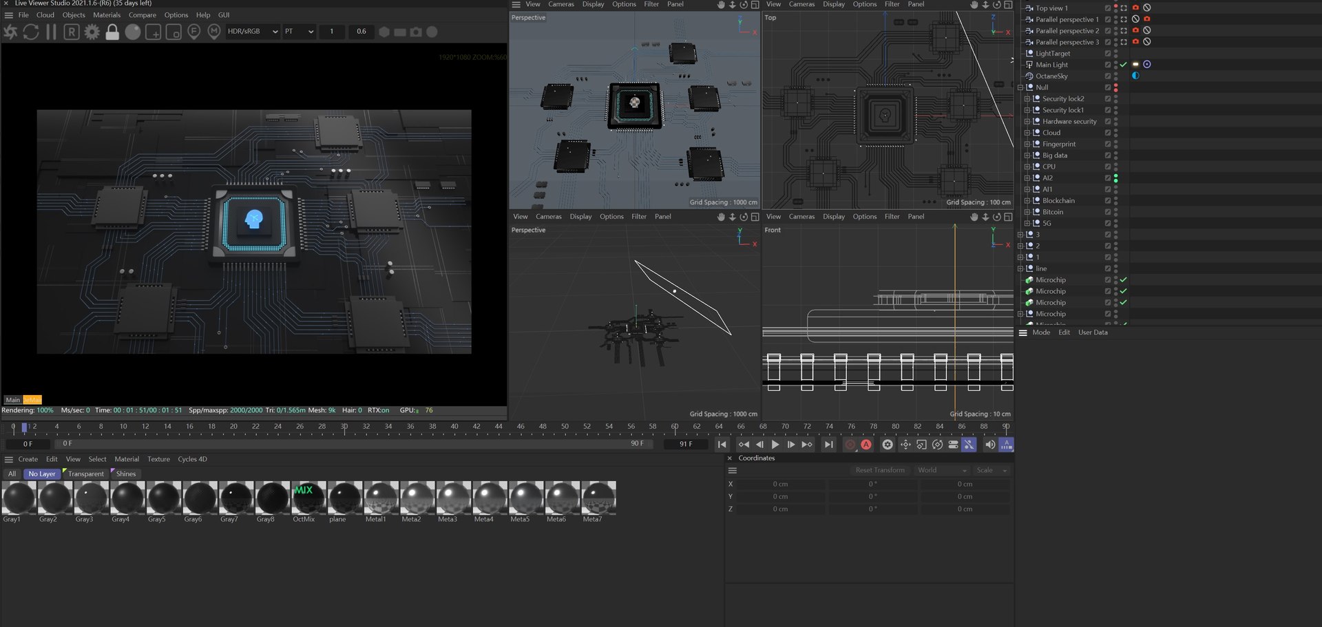C4D Octane CPU Chip Core Capacitance Scifi Circuit Board 20 Model - TurboSquid 2141921