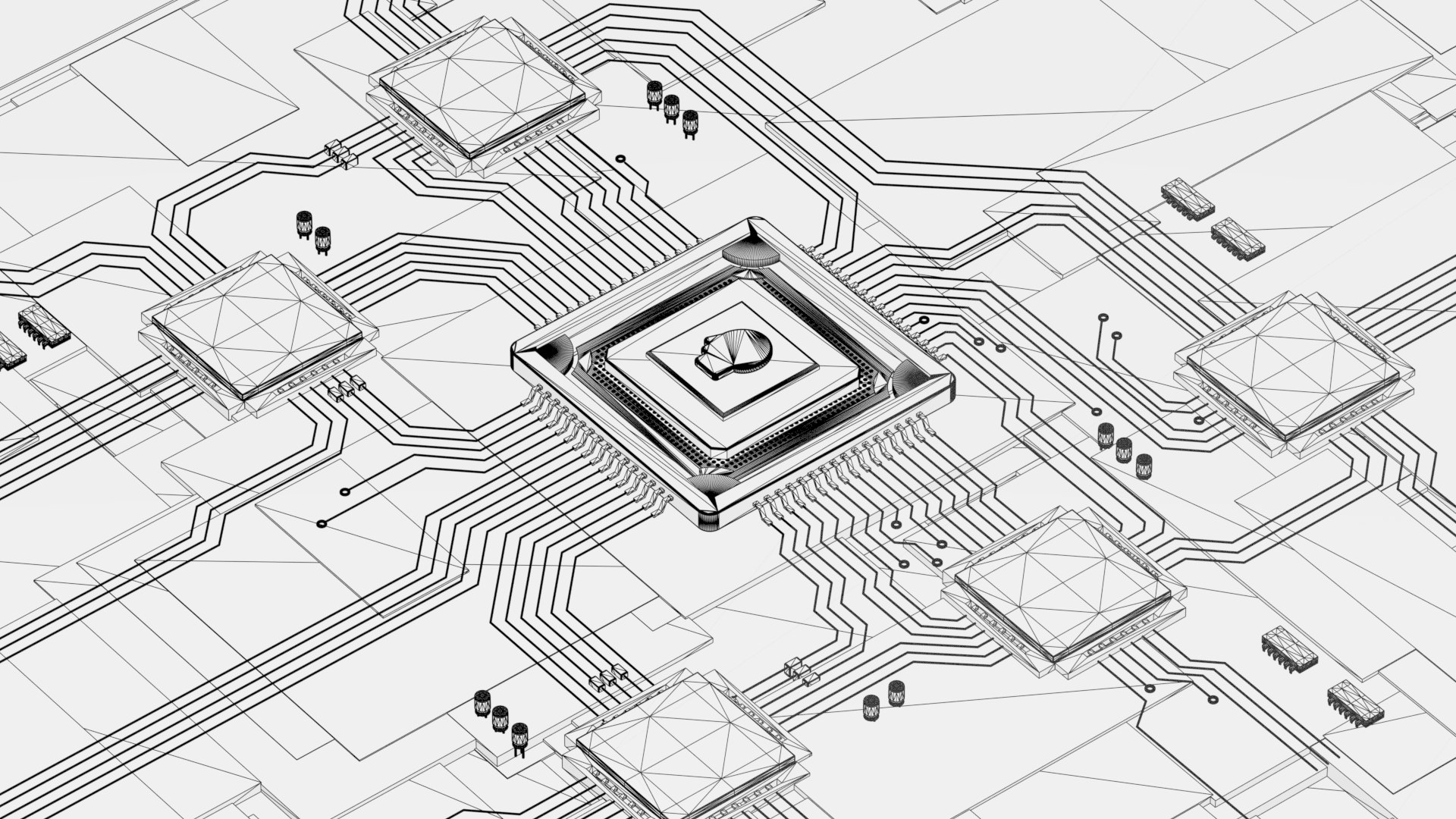 C4D Octane CPU Chip Core Capacitance Scifi Circuit Board 20 Model - TurboSquid 2141921