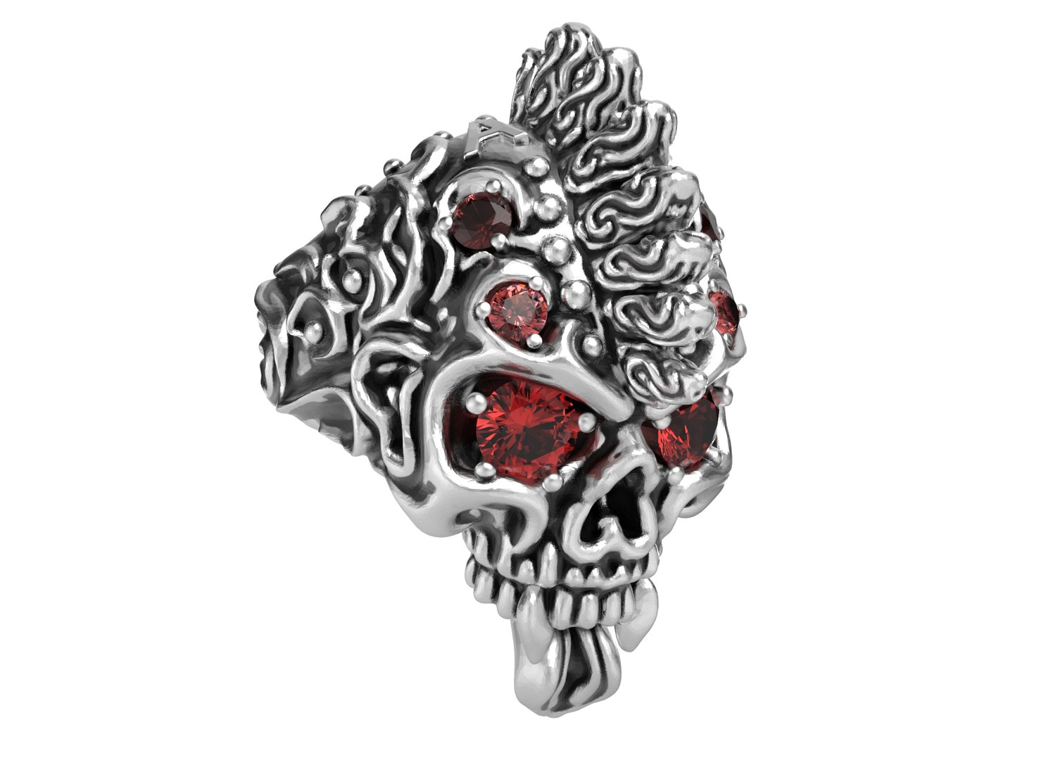 3D Badass Gothic Punk Skull Ring With Gems CAD Design-GP34-GS 3D ...
