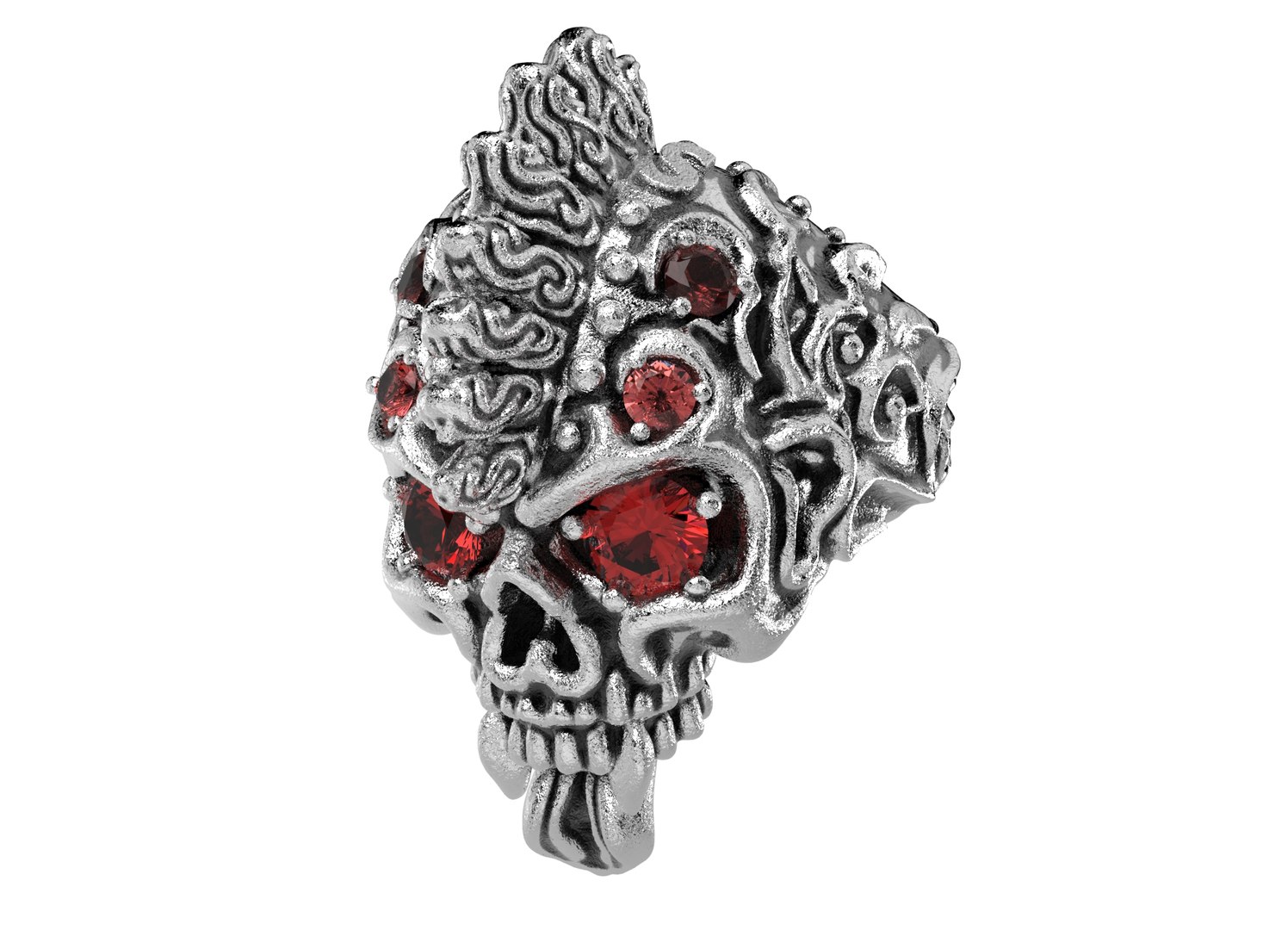 3D Badass Gothic Punk Skull Ring With Gems CAD Design-GP34-GS 3D ...