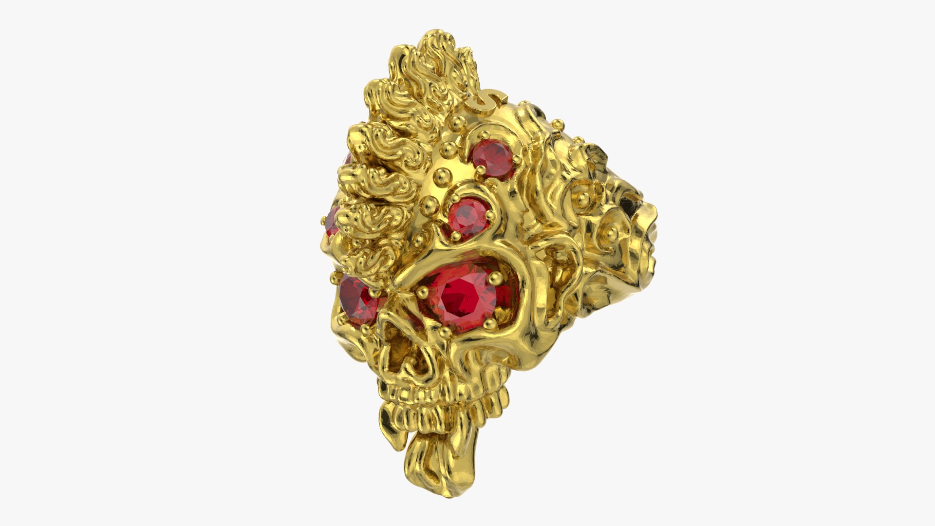 3D Badass Gothic Punk Skull Ring With Gems CAD Design-GP34-GS 3D ...