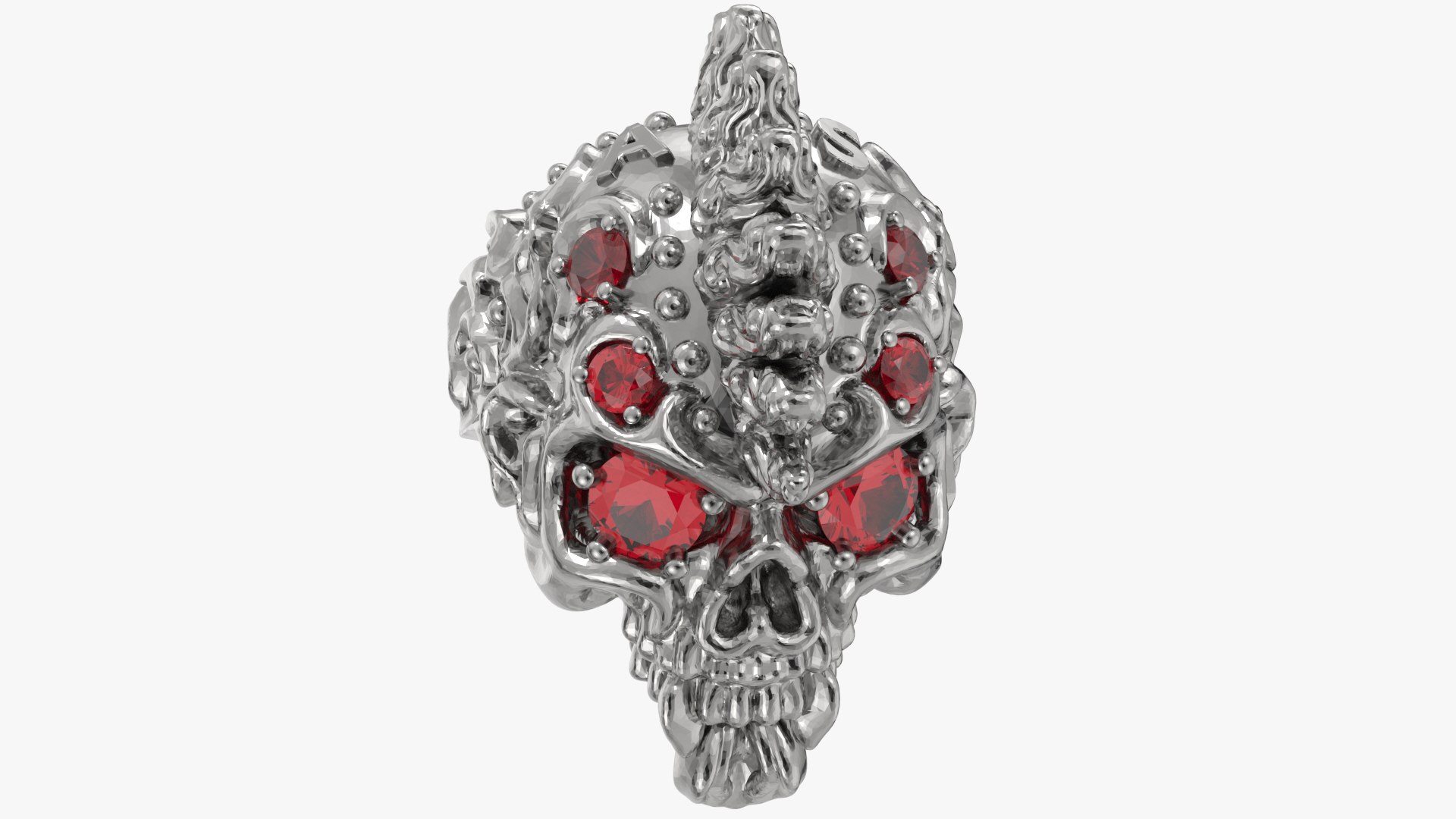 3D Badass Gothic Punk Skull Ring With Gems CAD Design-GP34-GS 3D ...