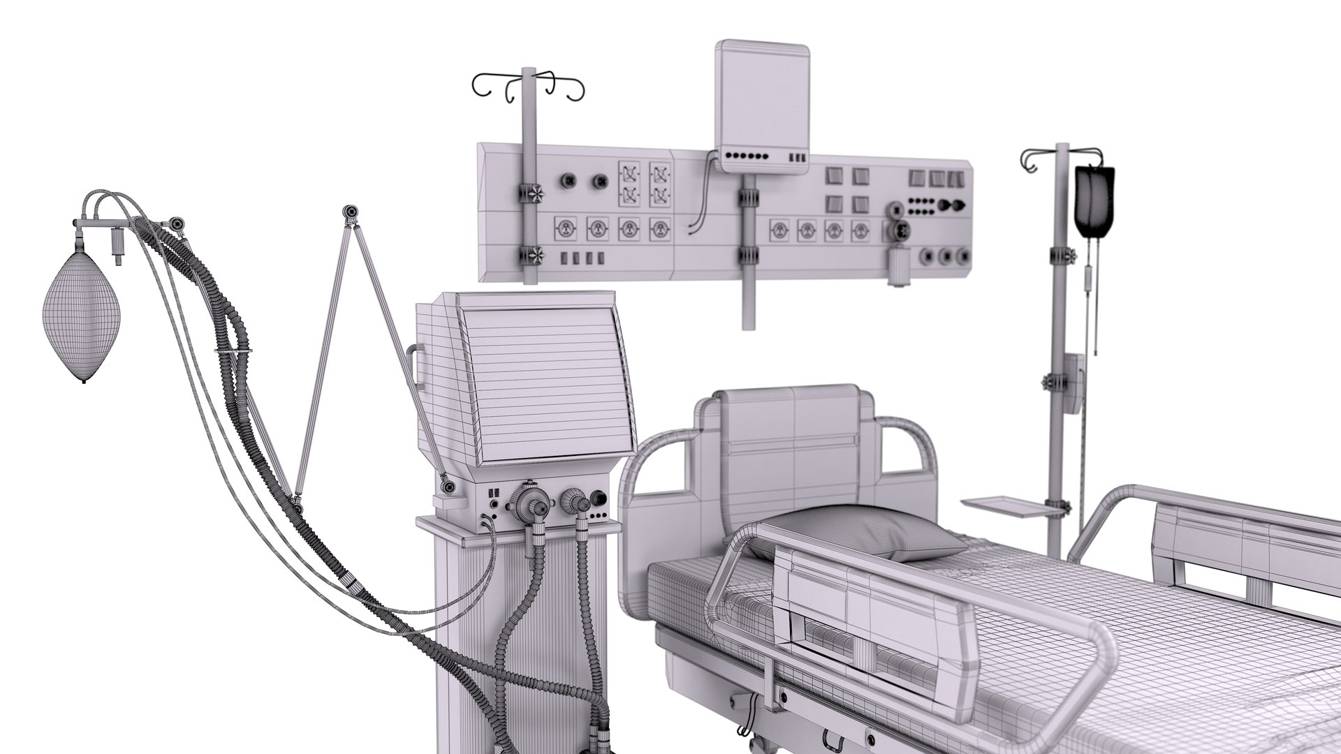 3D model ICU Equipment - White - TurboSquid 1913553