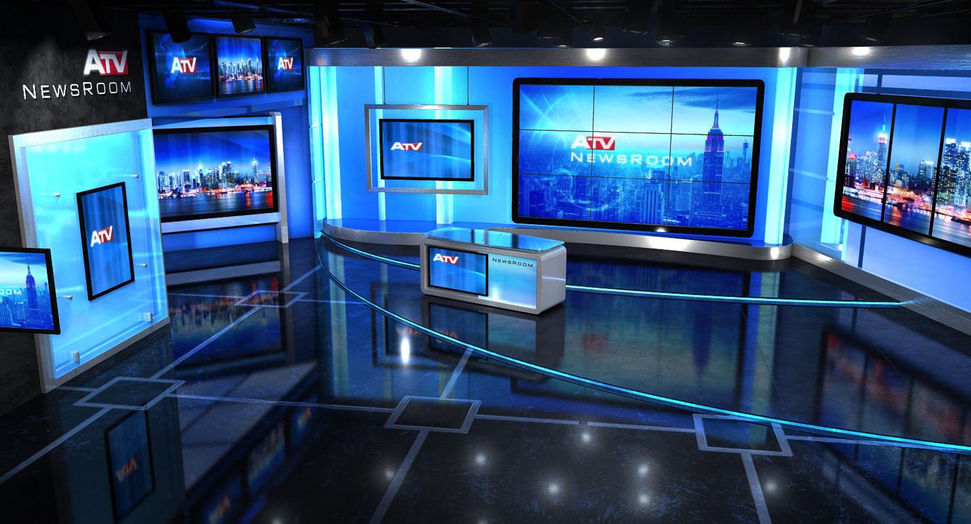 3D Virtual Set News Studio - TurboSquid 1259286