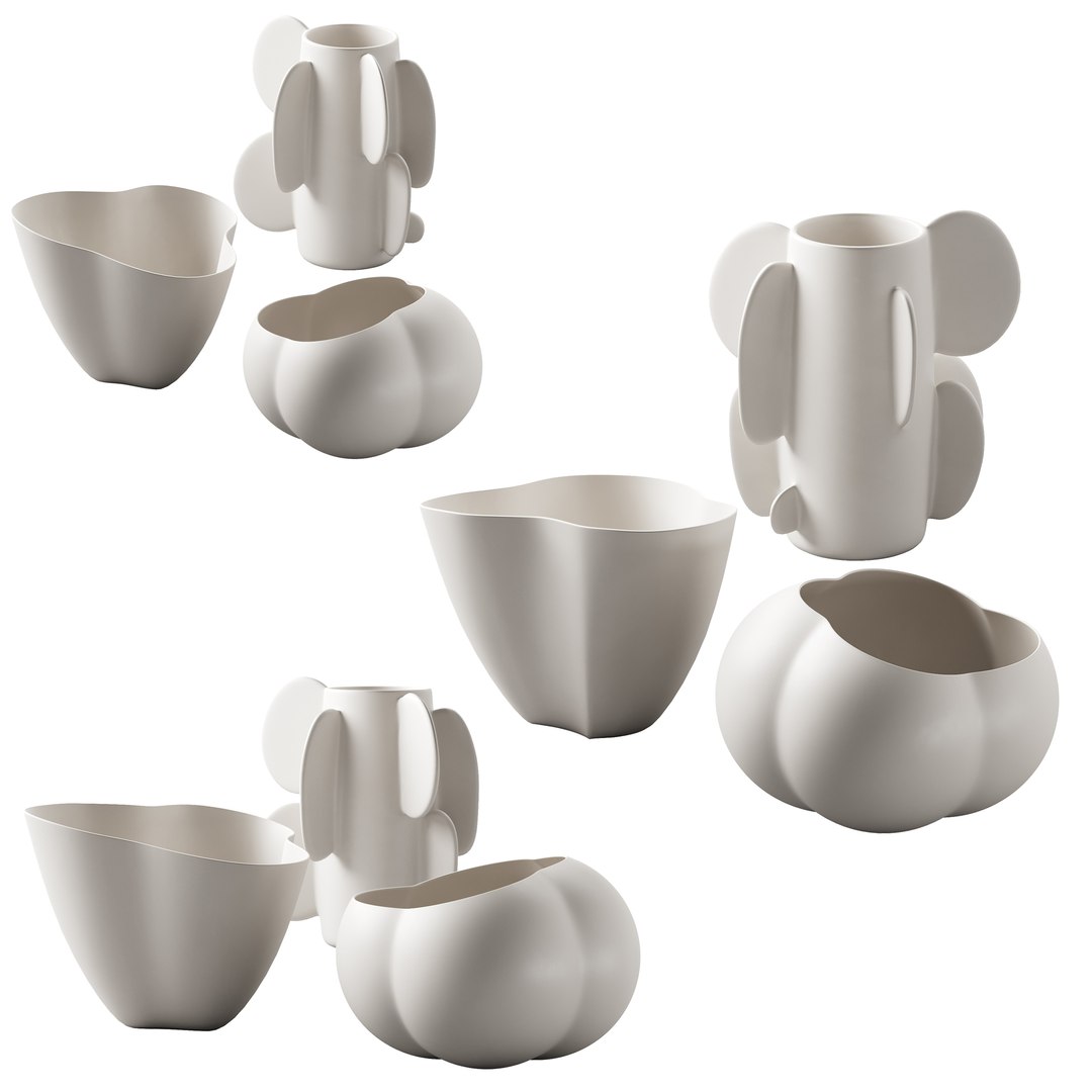 367 decorative vases and pots 05 deformed folded relief vase 04 3D ...