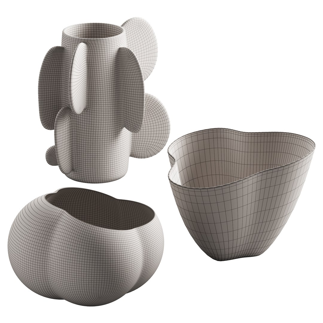 367 decorative vases and pots 05 deformed folded relief vase 04 3D ...