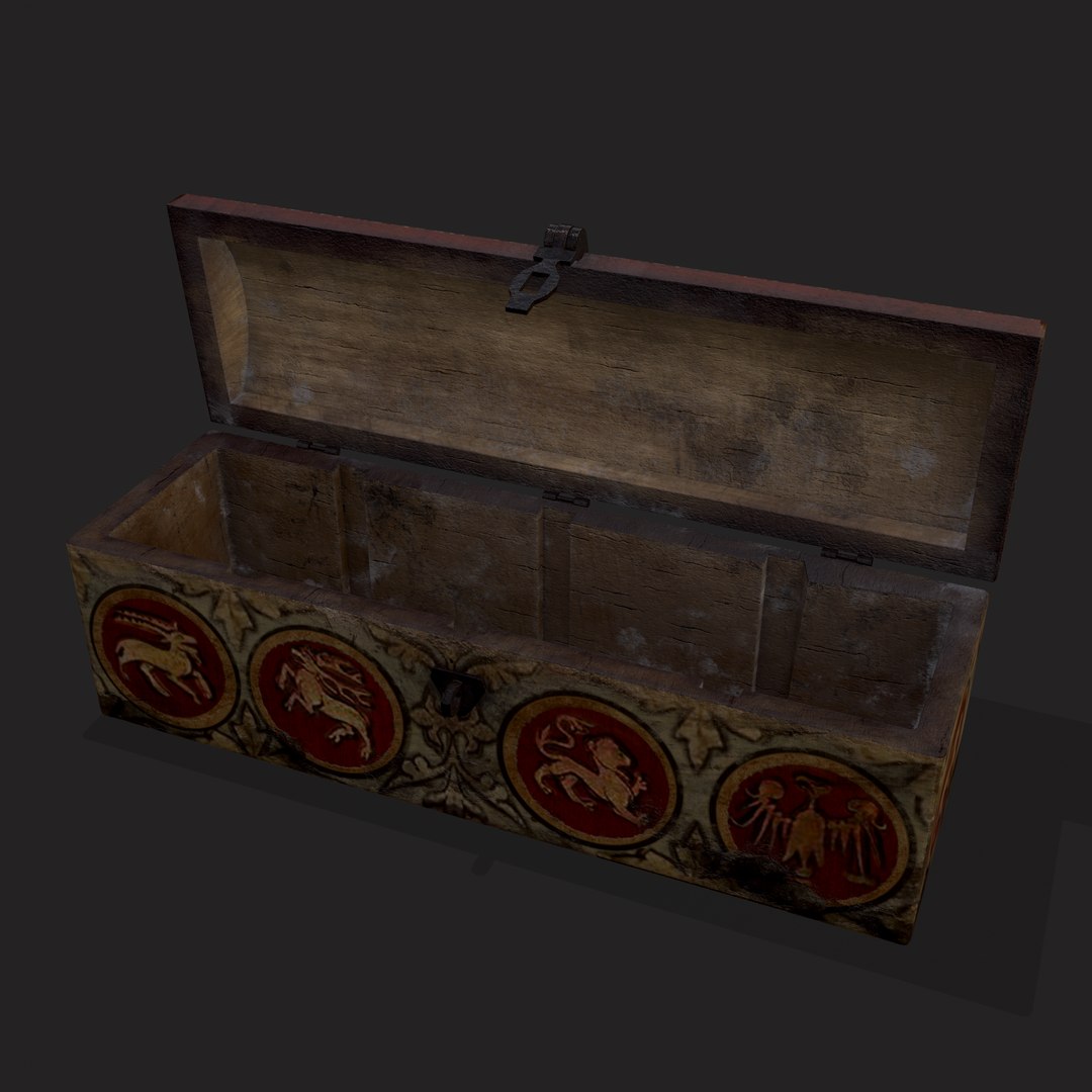 3D Painted Medieval Long Chest - TurboSquid 1884067