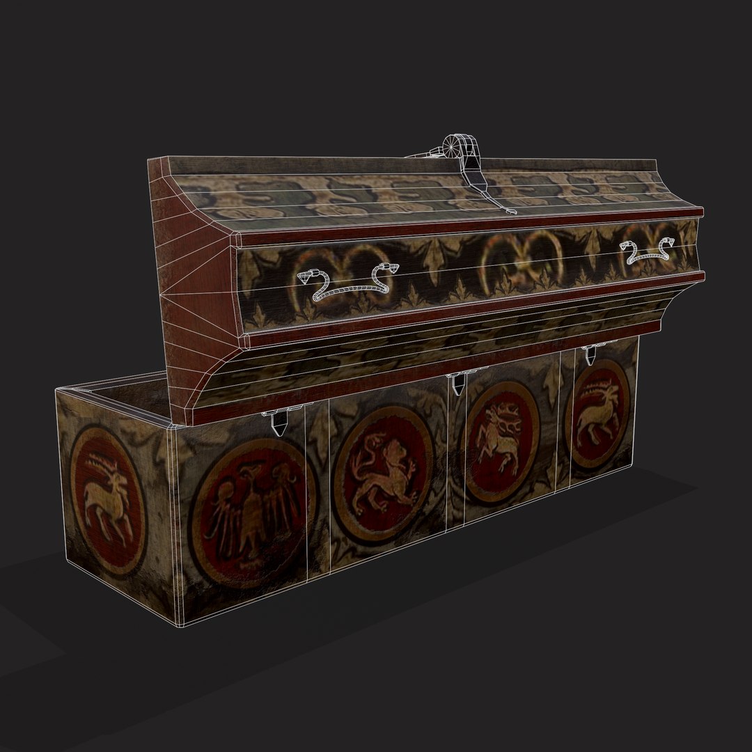 3D Painted Medieval Long Chest - TurboSquid 1884067
