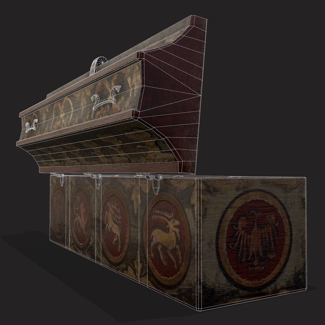3D Painted Medieval Long Chest - TurboSquid 1884067