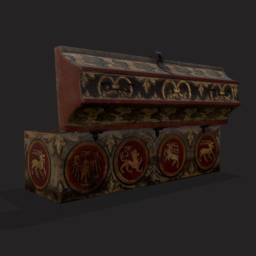 3D Painted Medieval Long Chest - TurboSquid 1884067