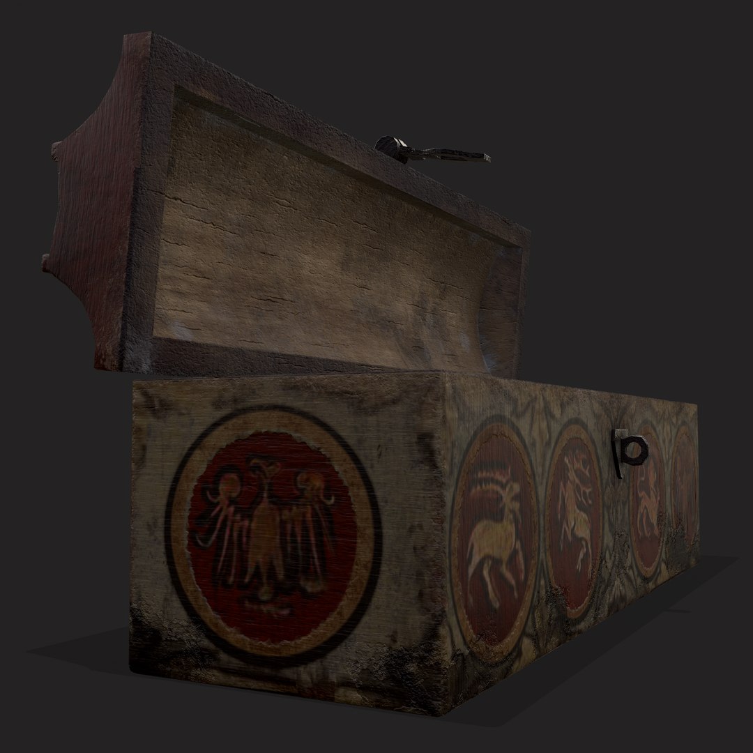 3D Painted Medieval Long Chest - TurboSquid 1884067