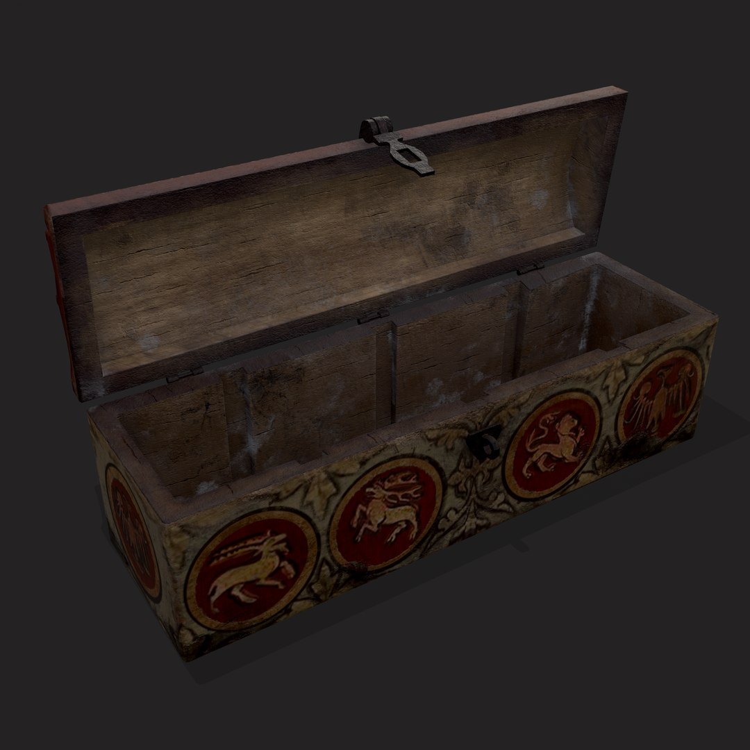 3D Painted Medieval Long Chest - TurboSquid 1884067