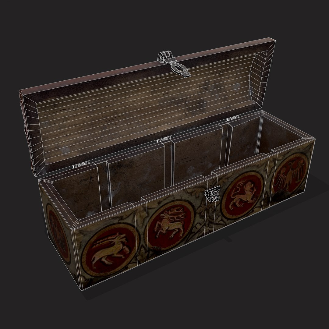 3D Painted Medieval Long Chest - TurboSquid 1884067