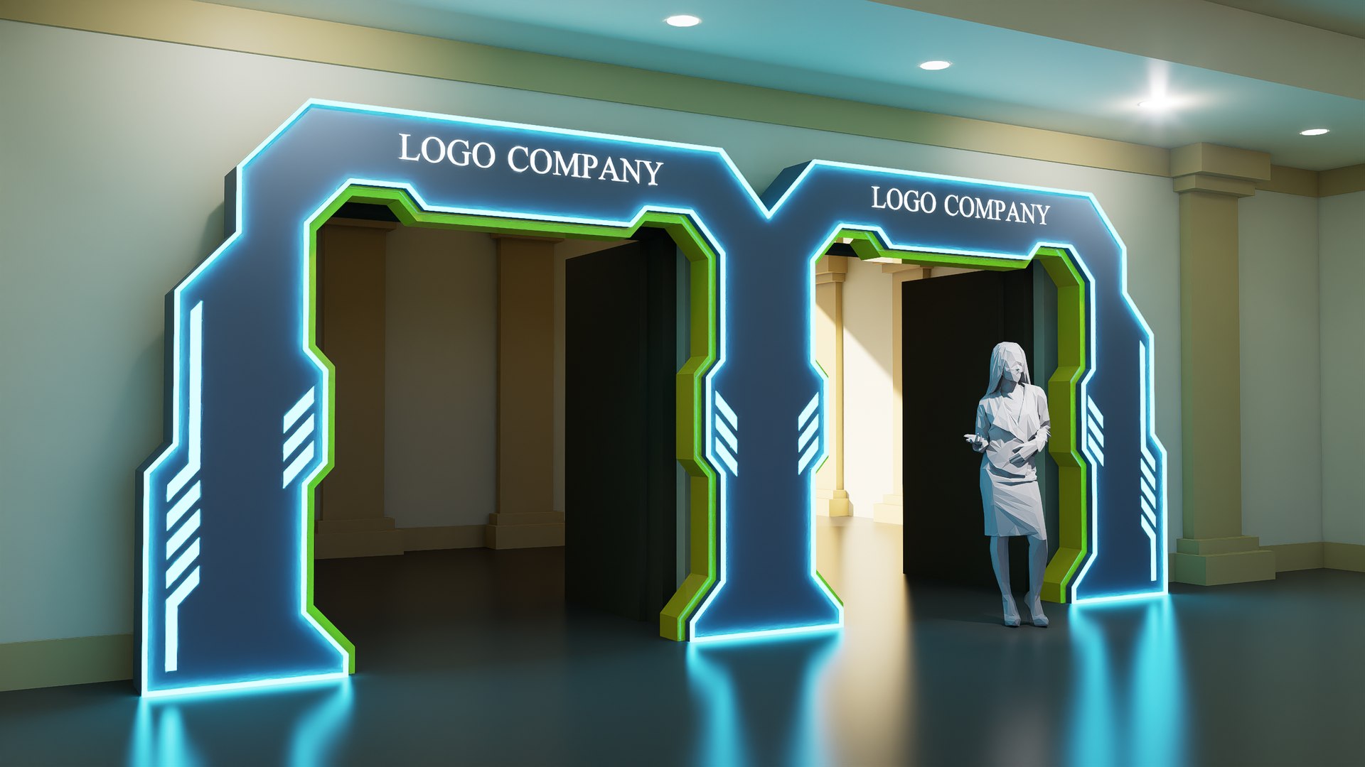 Futuristic Sci-Fi Double Entrance Gate Archway For Event Expo 3D Model ...