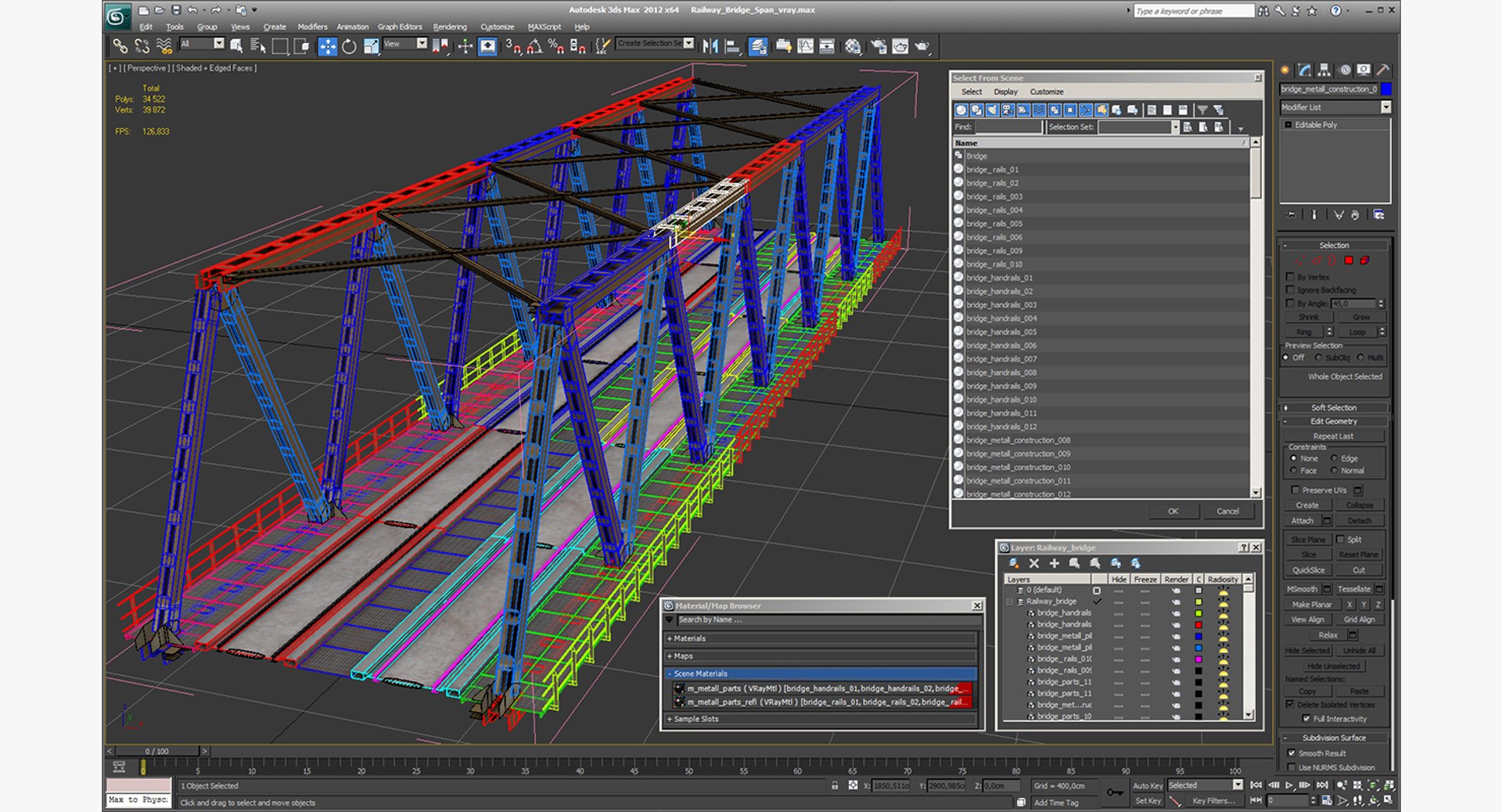 3D Railway Bridge Span Rail - TurboSquid 1402552