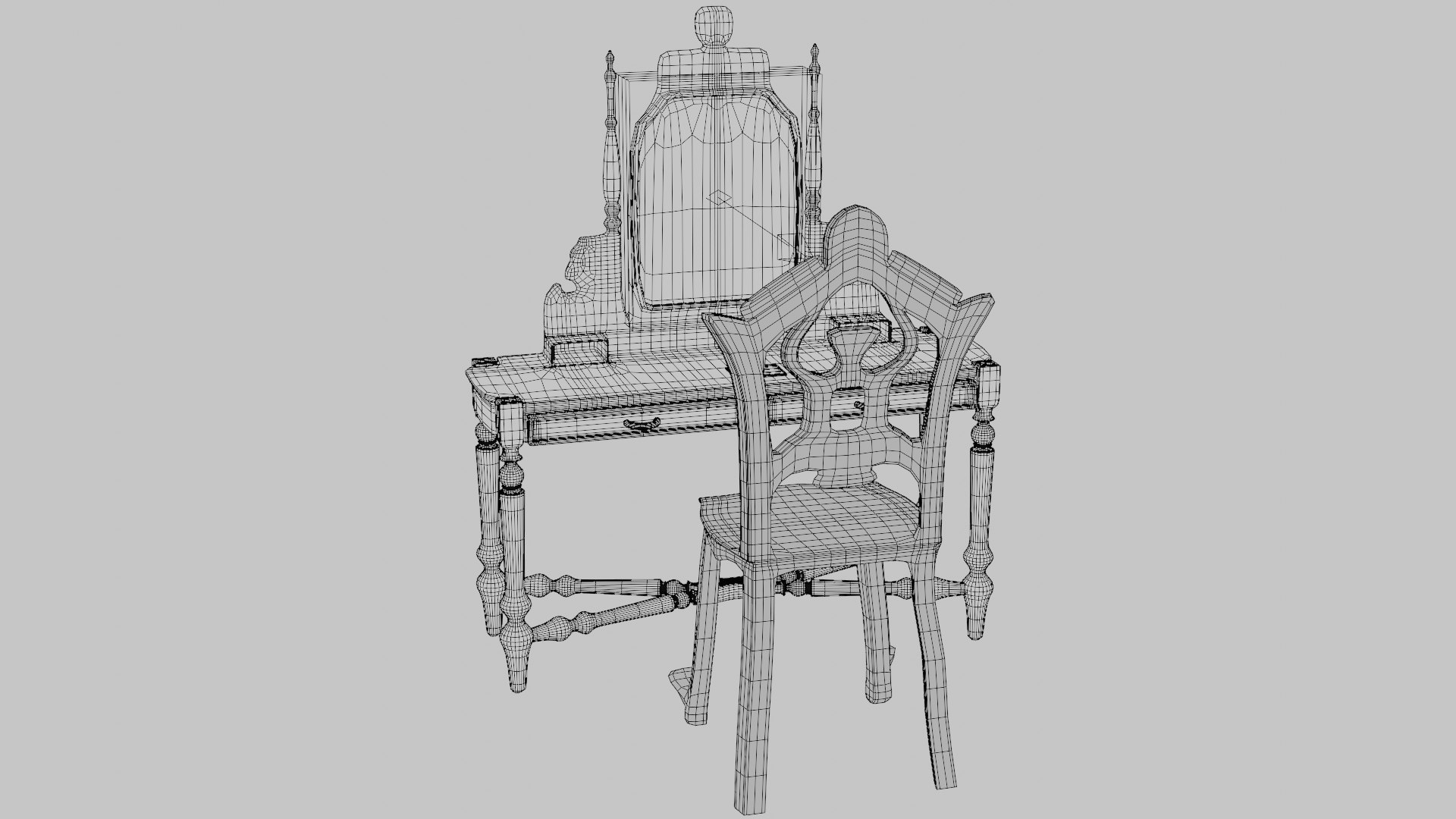 3D Vintage Wooden Table- Chair And Picture Frame - TurboSquid 2079628