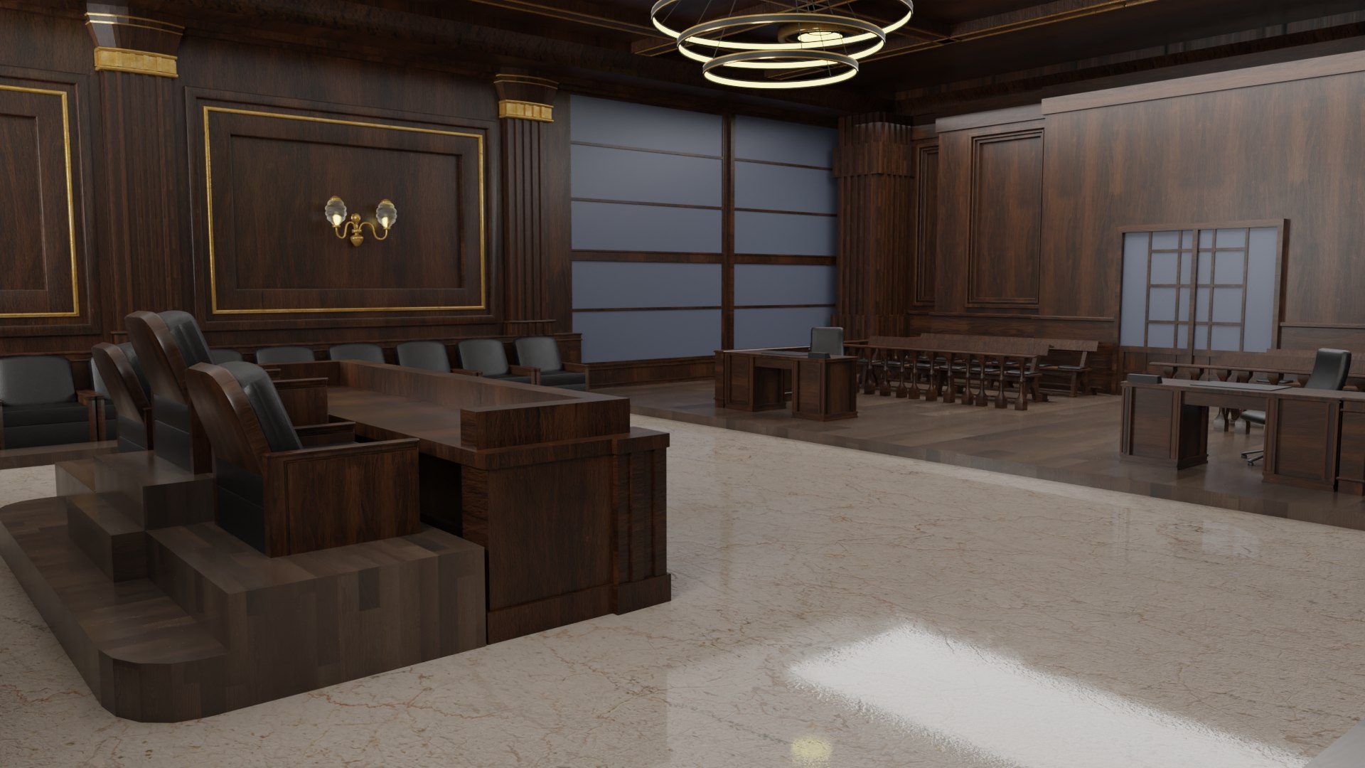 Courtroom Low-poly 3D Model - TurboSquid 2178183