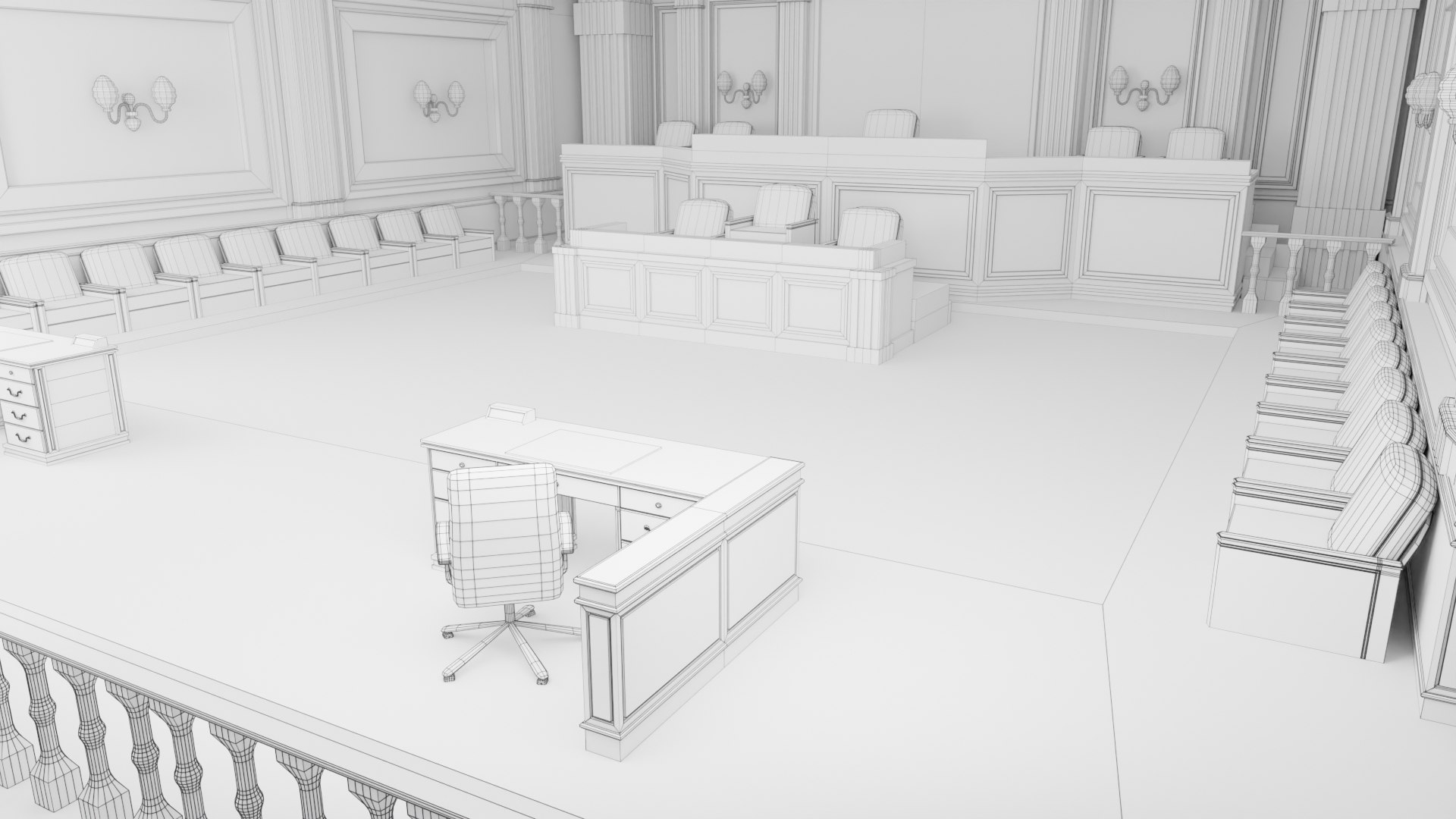 Courtroom Low-poly 3D Model - TurboSquid 2178183