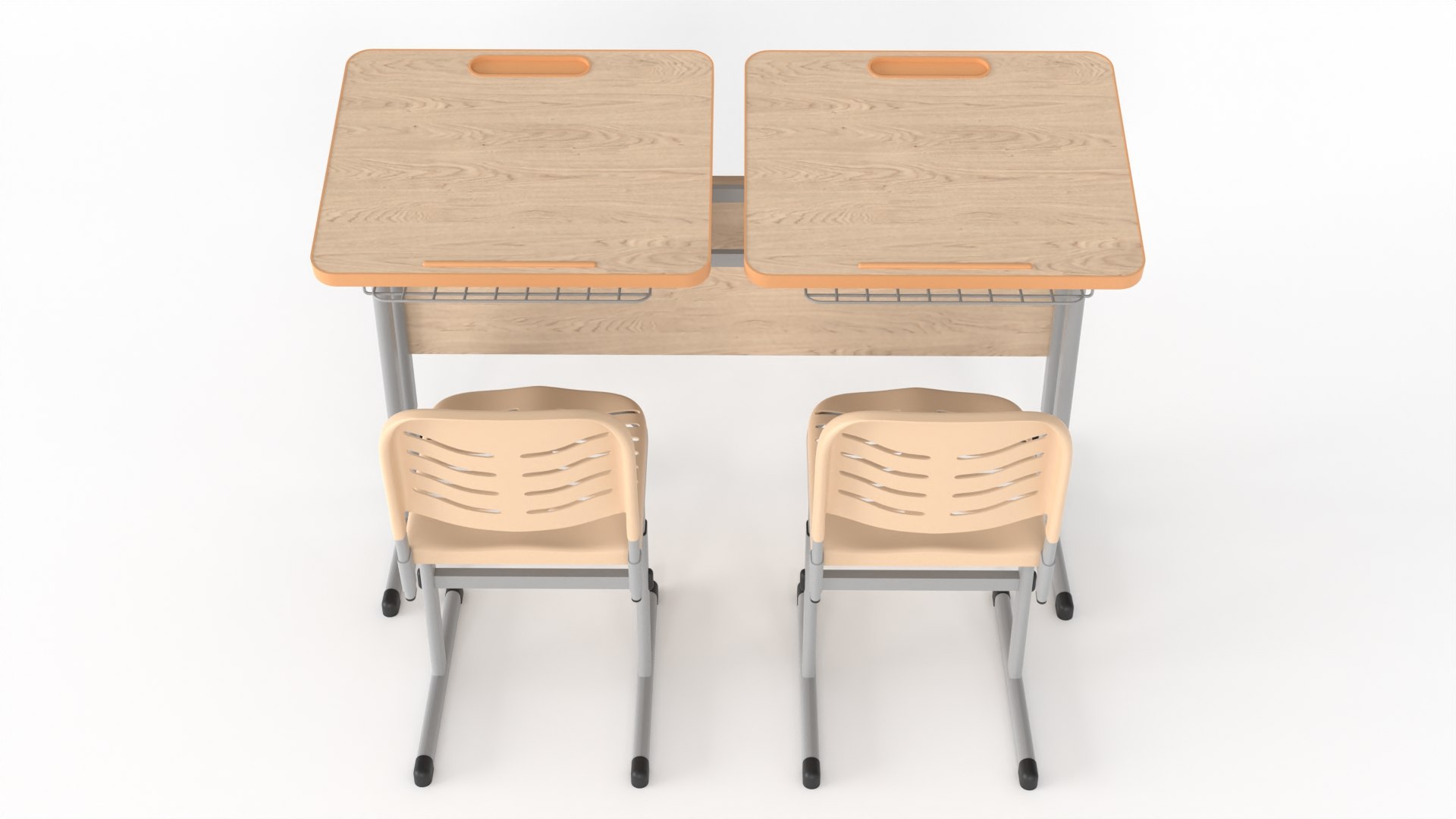 3D Model Double Student Table - TurboSquid 1649358