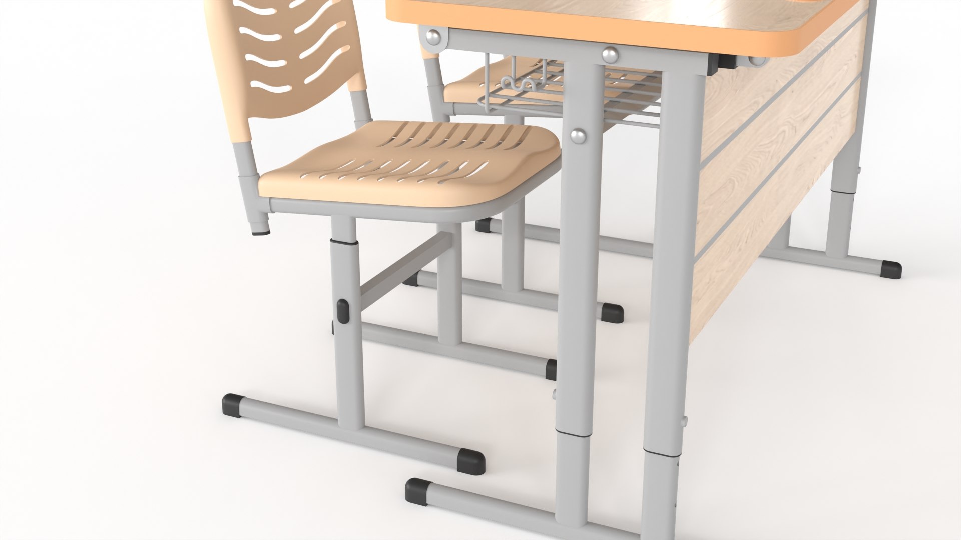 3D Model Double Student Table - TurboSquid 1649358
