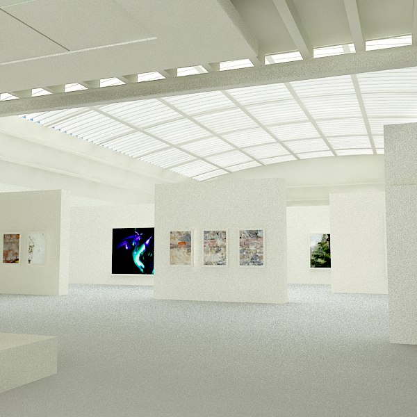 modern art gallery scene 3d 3ds