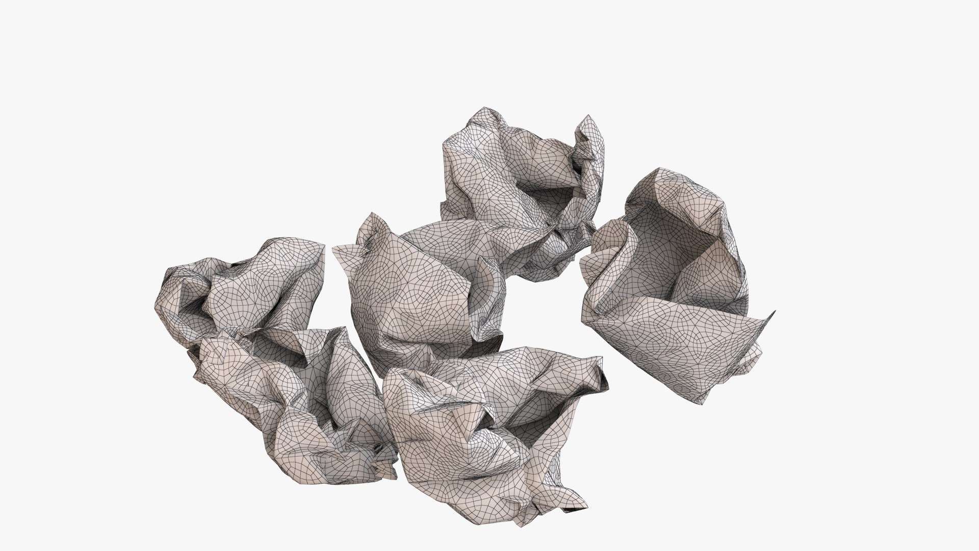 3d Model Of Crumpled Balls Paper
