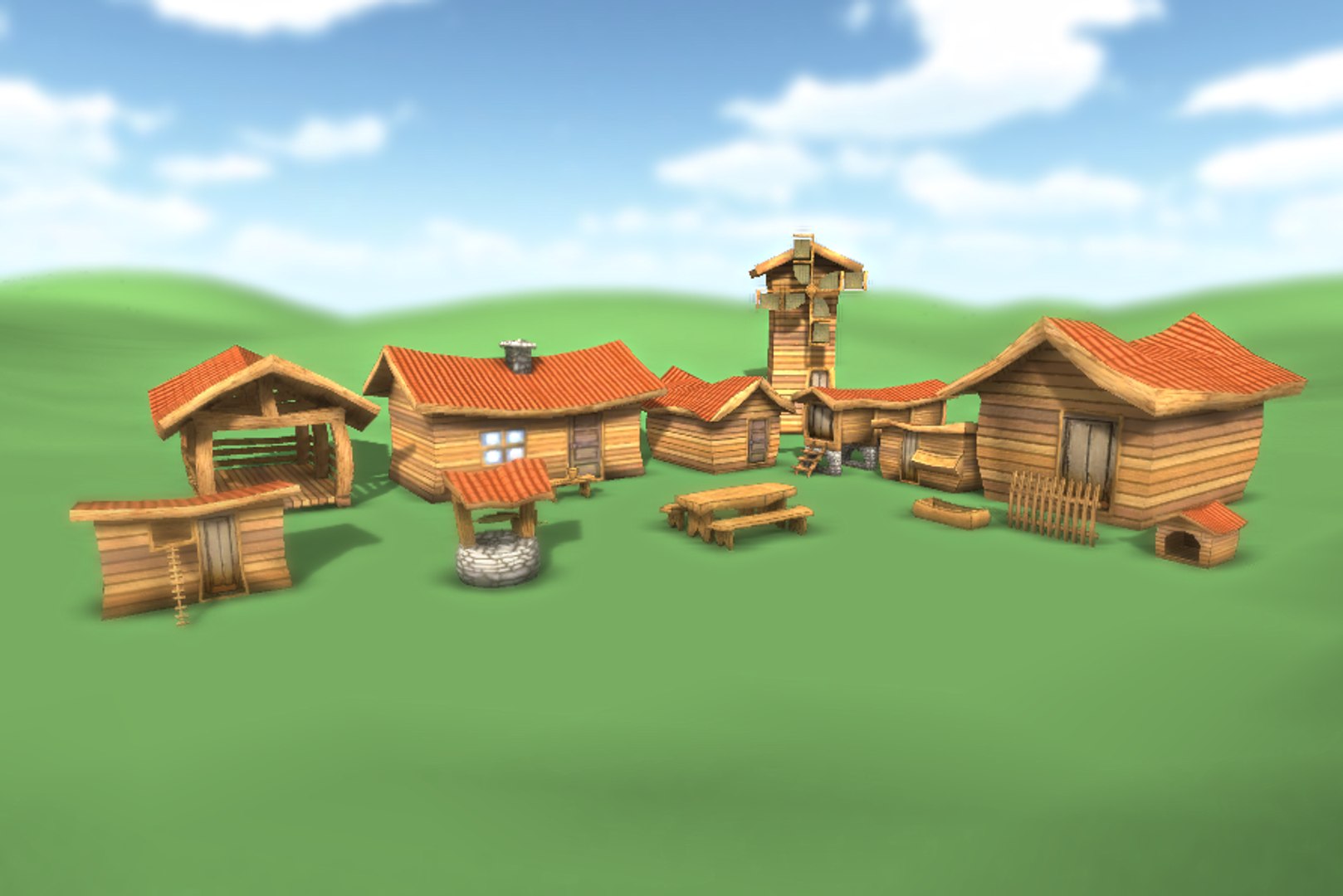 X Small Cartoonish Village